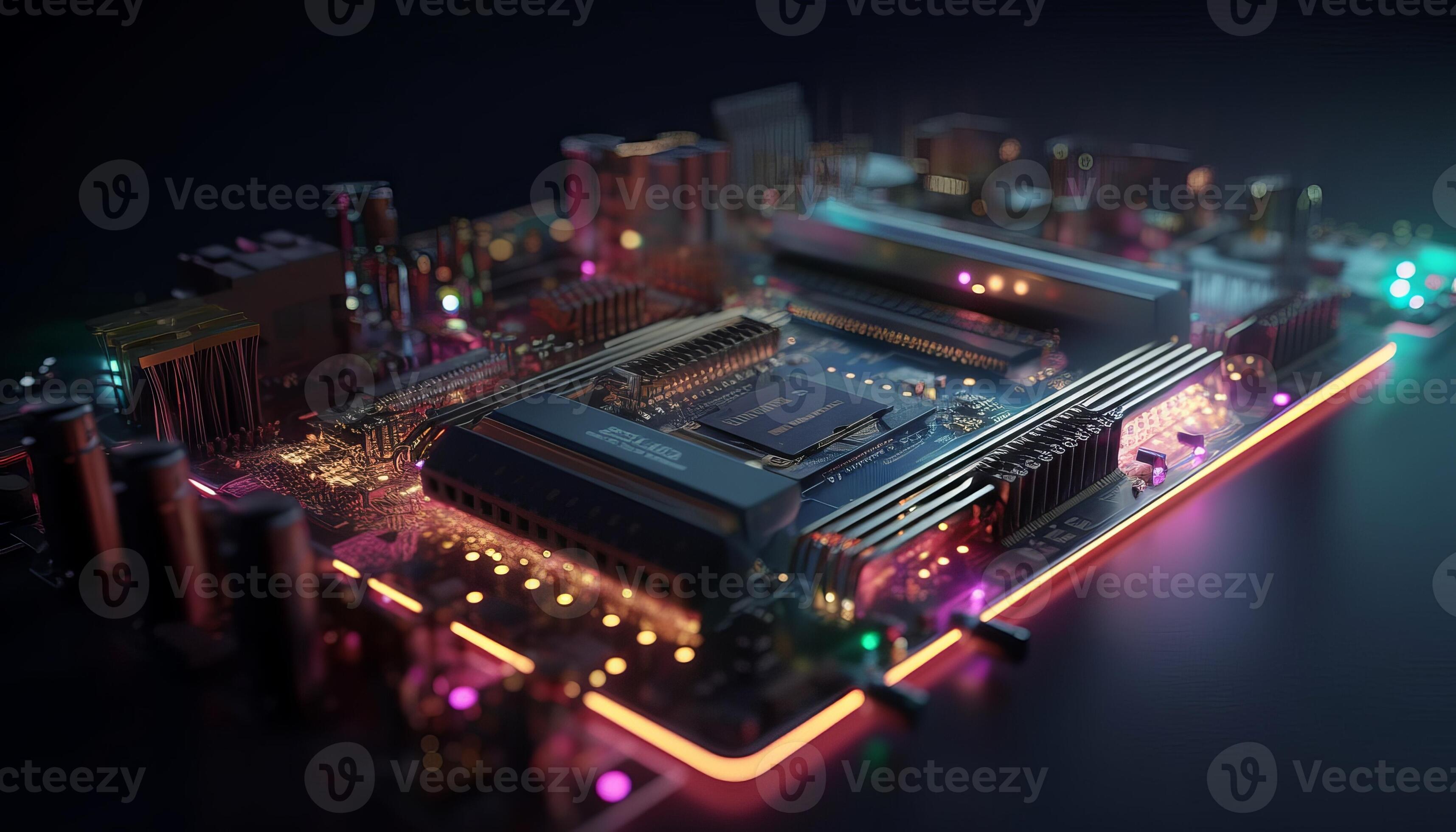 AI generated Close up view of a modern GPU card with circuit and ...