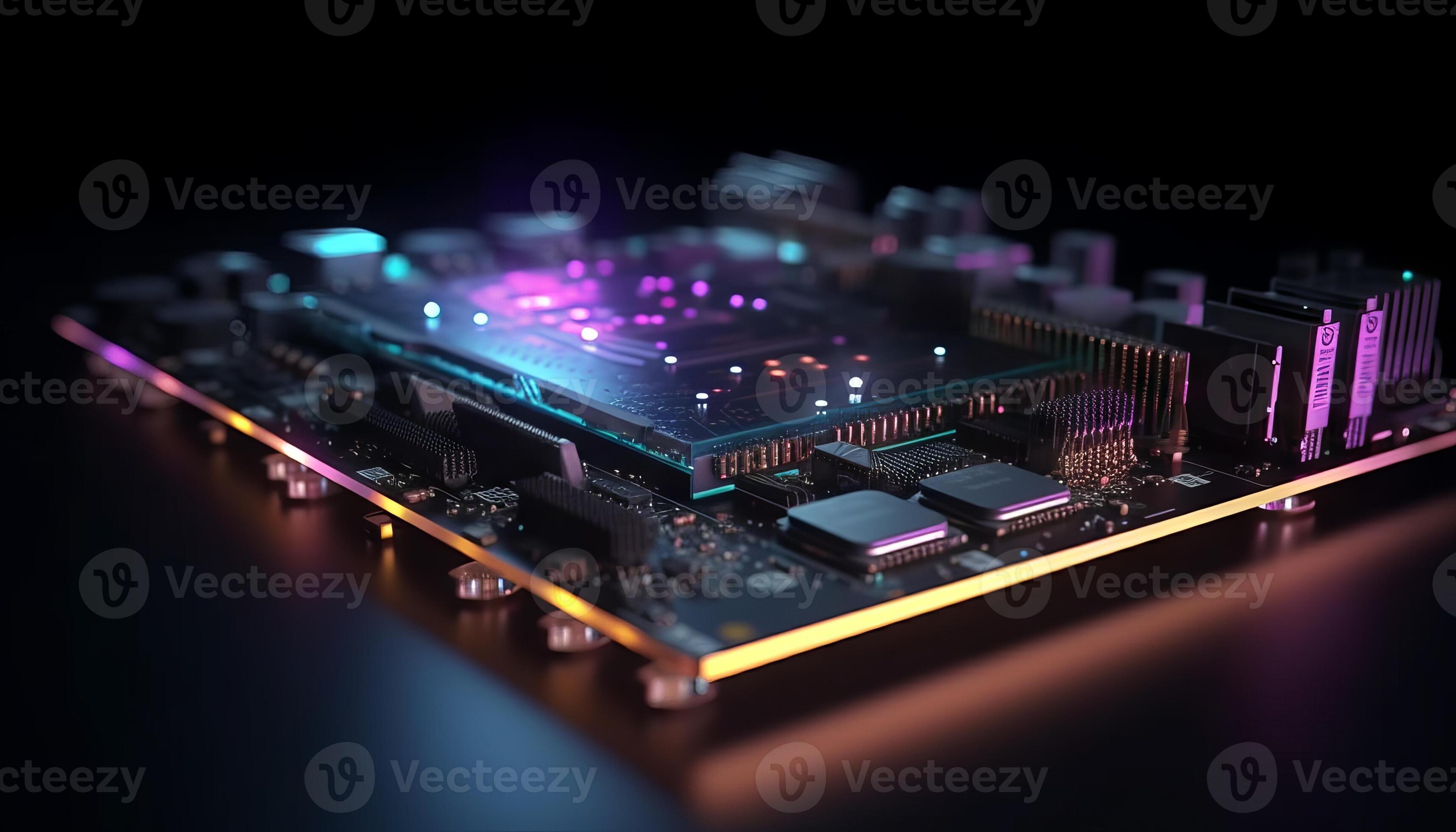 AI generated Close up view of a modern GPU card with circuit and ...