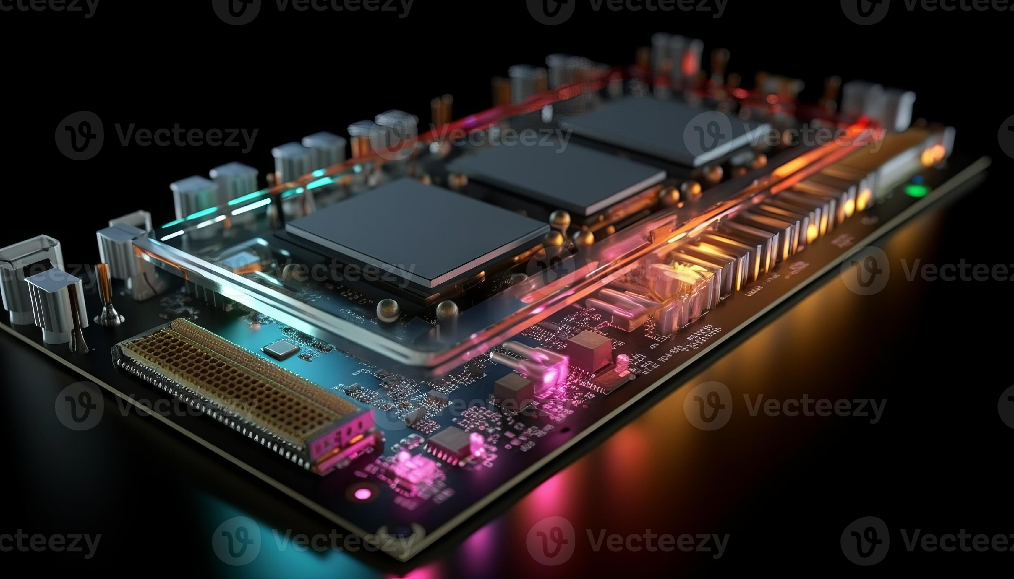 AI generated Close up view of a modern GPU card with circuit and ...