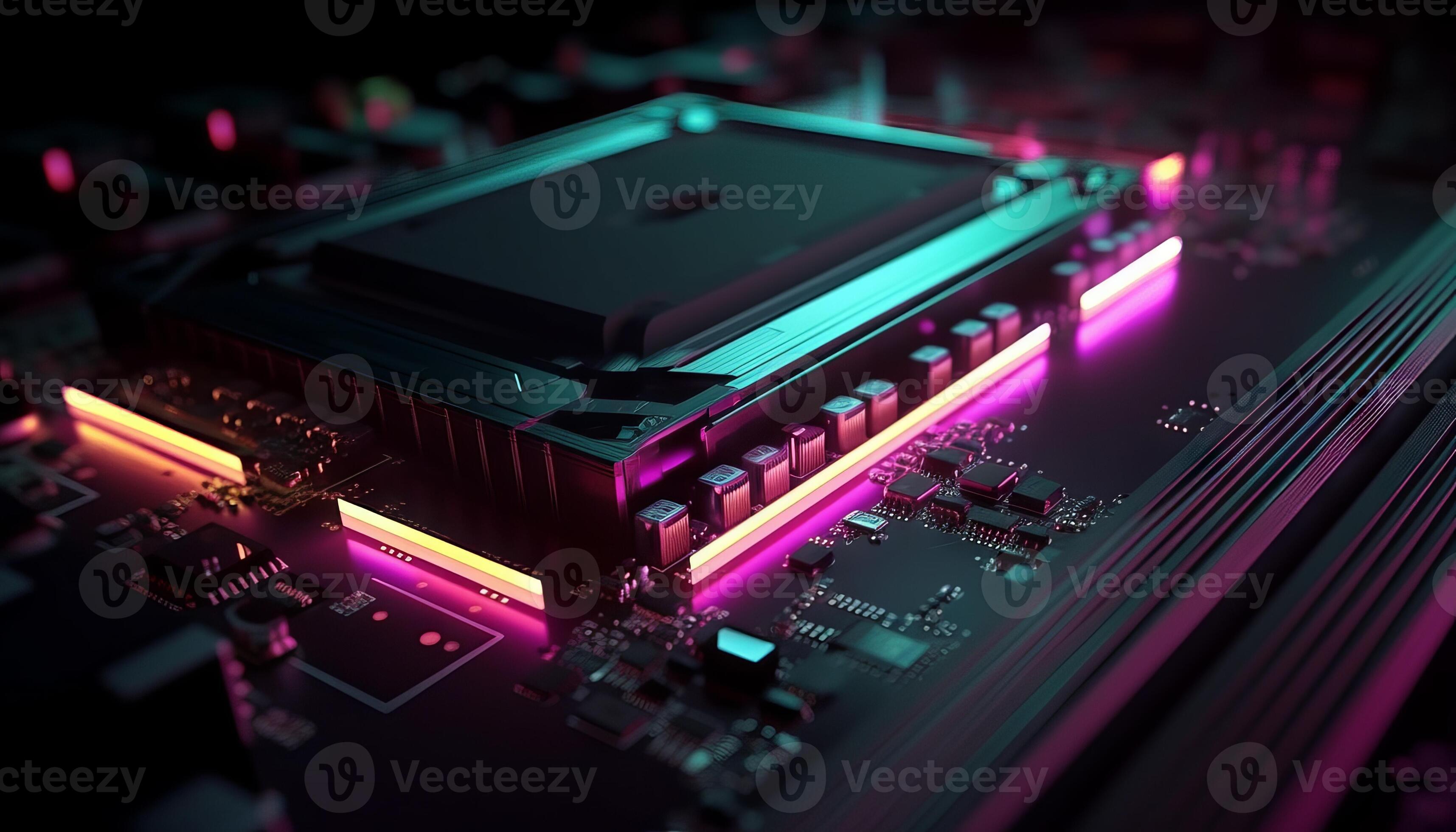 AI generated Close up view of a modern GPU card with circuit and ...