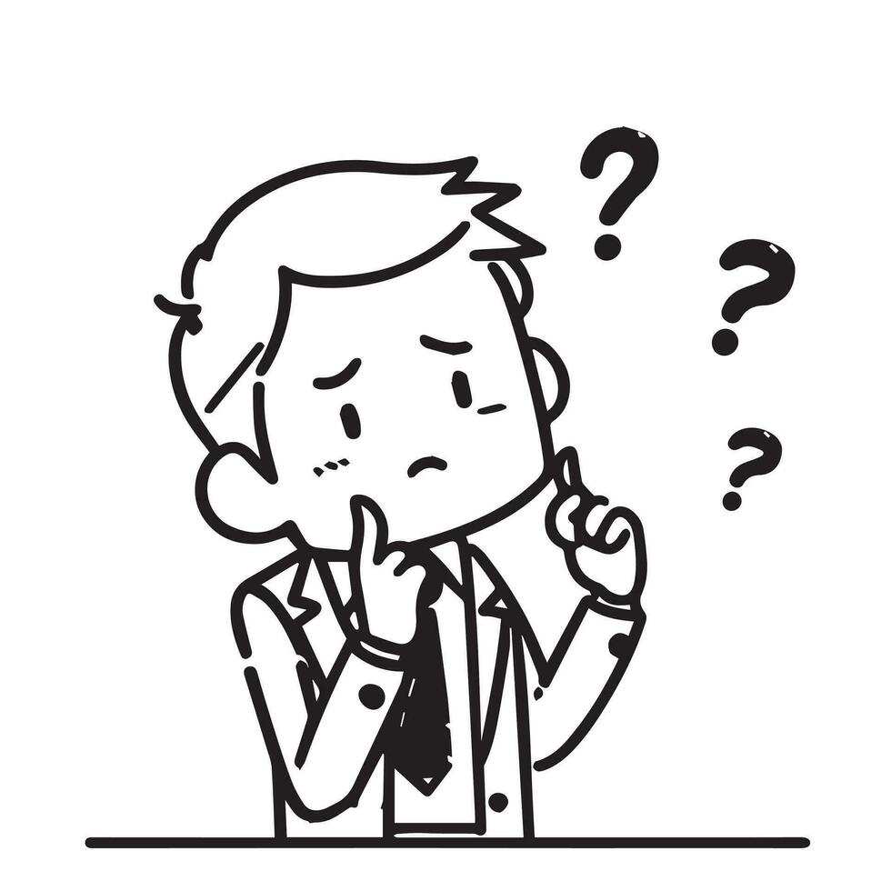 cartoon man thinking wondering hand drawn illustrator 35543463 Vector Art at Vecteezy