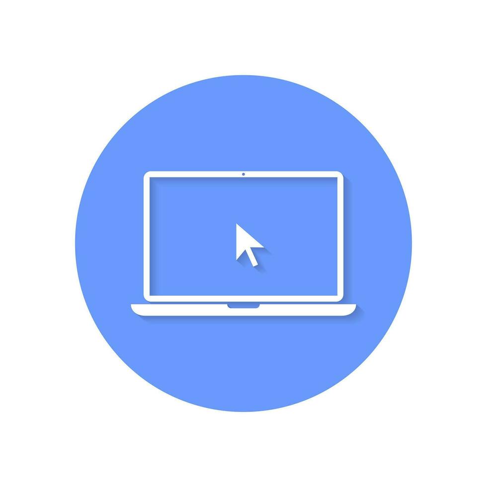 Laptop And Pointer Cursor Icon With Shadow Notebook Display With