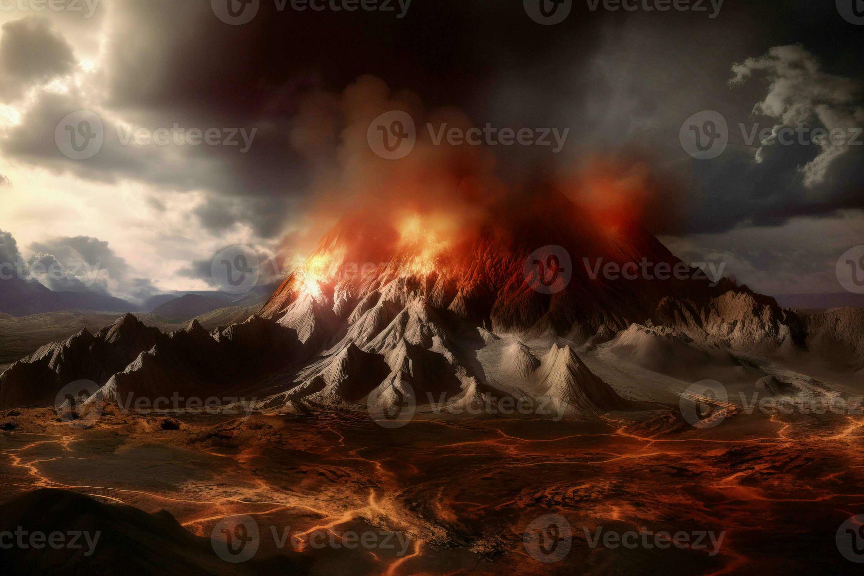AI generated Powerful volcanic eruption. Generate AI 35546005 Stock ...