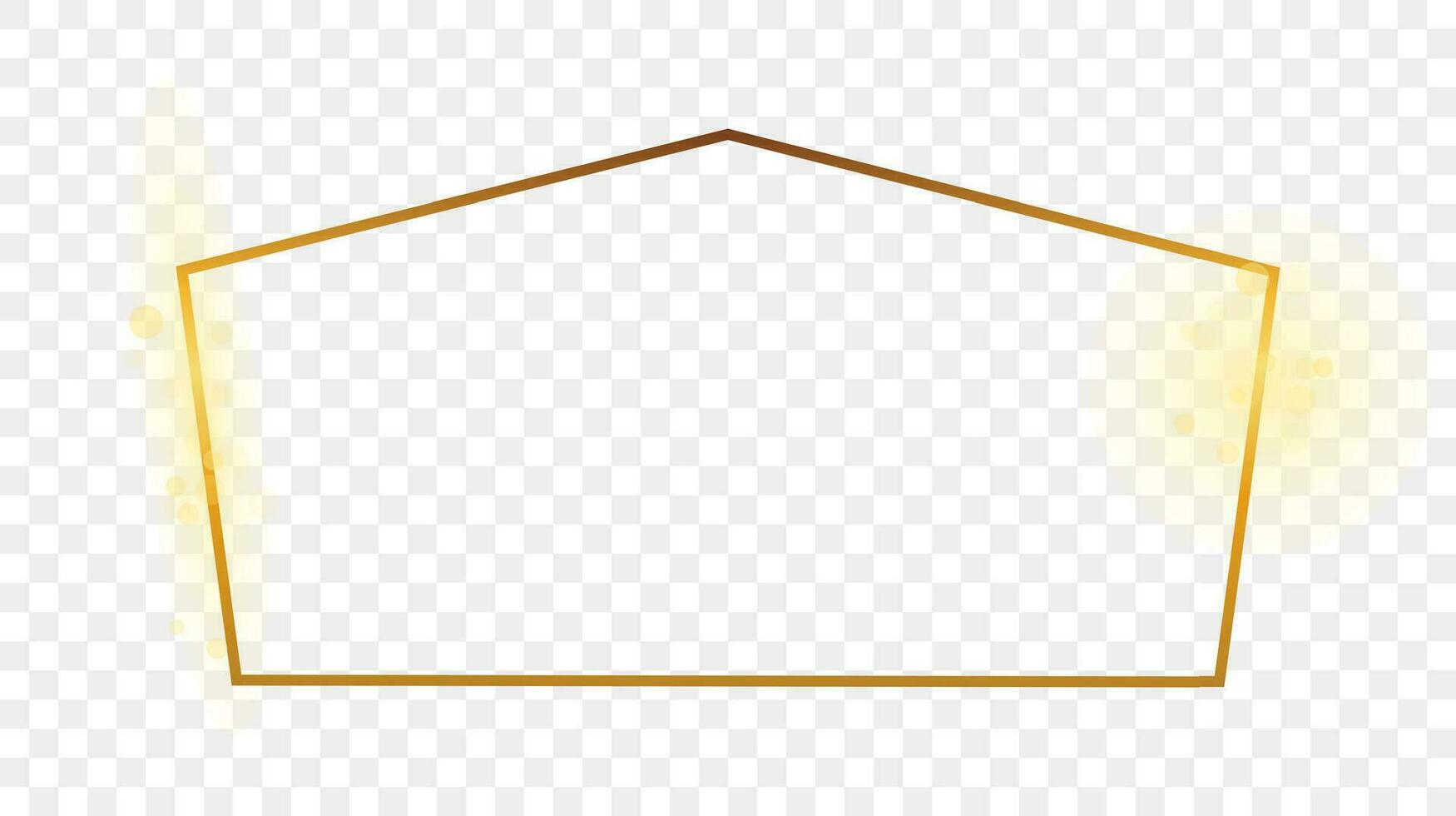 Gold glowing tetragon shape frame isolated on background. Shiny frame with glowing effects ...