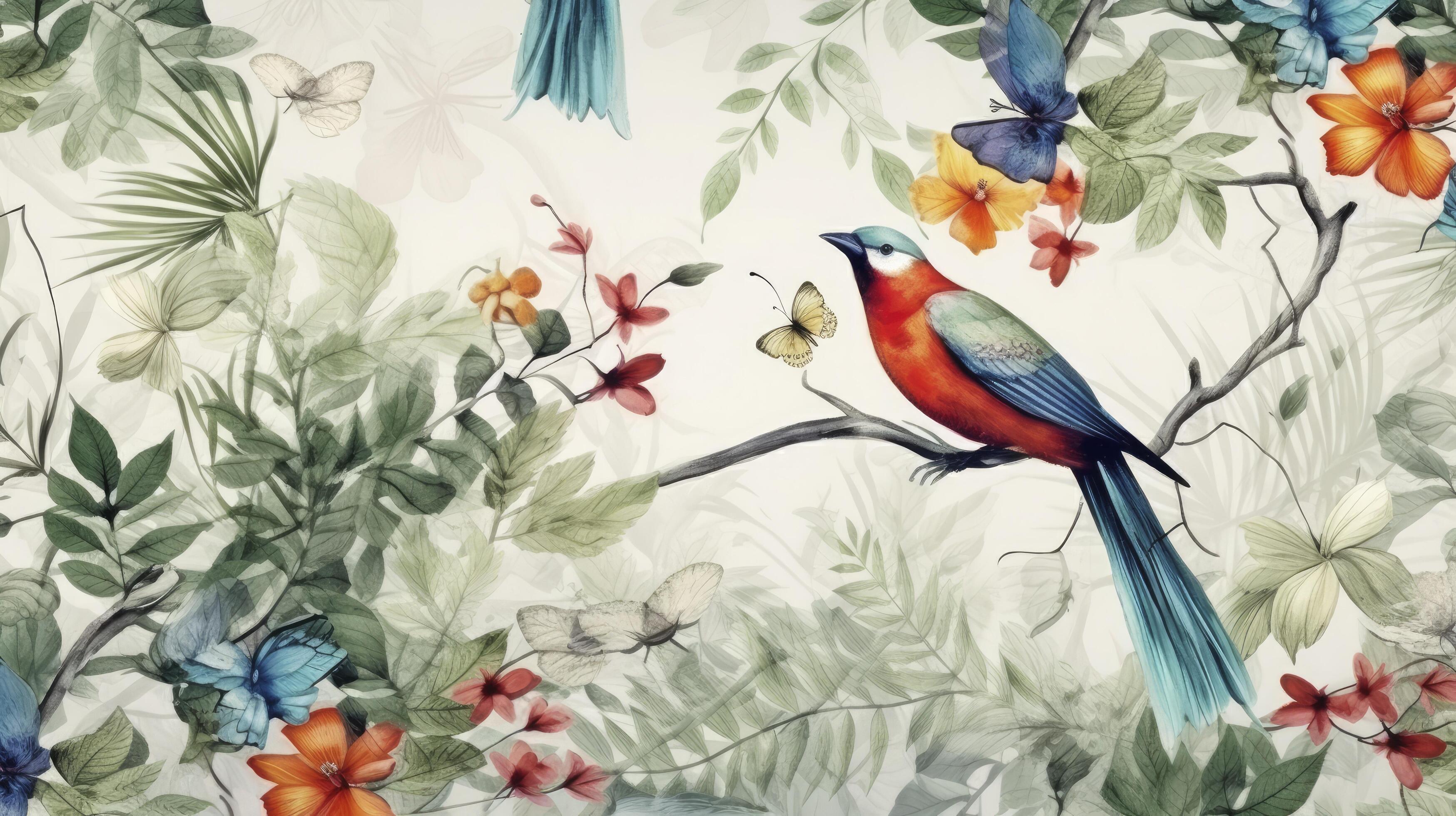 AI generated Tropical Colorful Wallpaper Pattern featuring Exotic ...