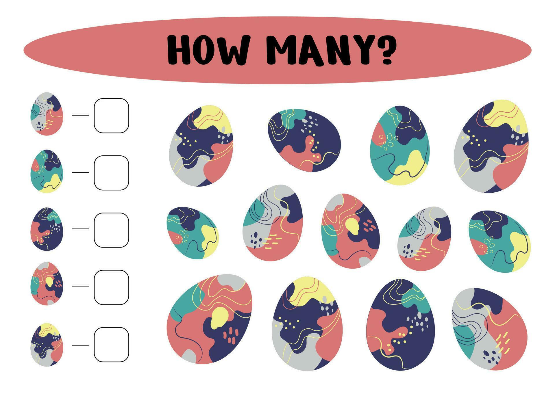 How many easter eggs.Educational mathematical game. Count the number of ...