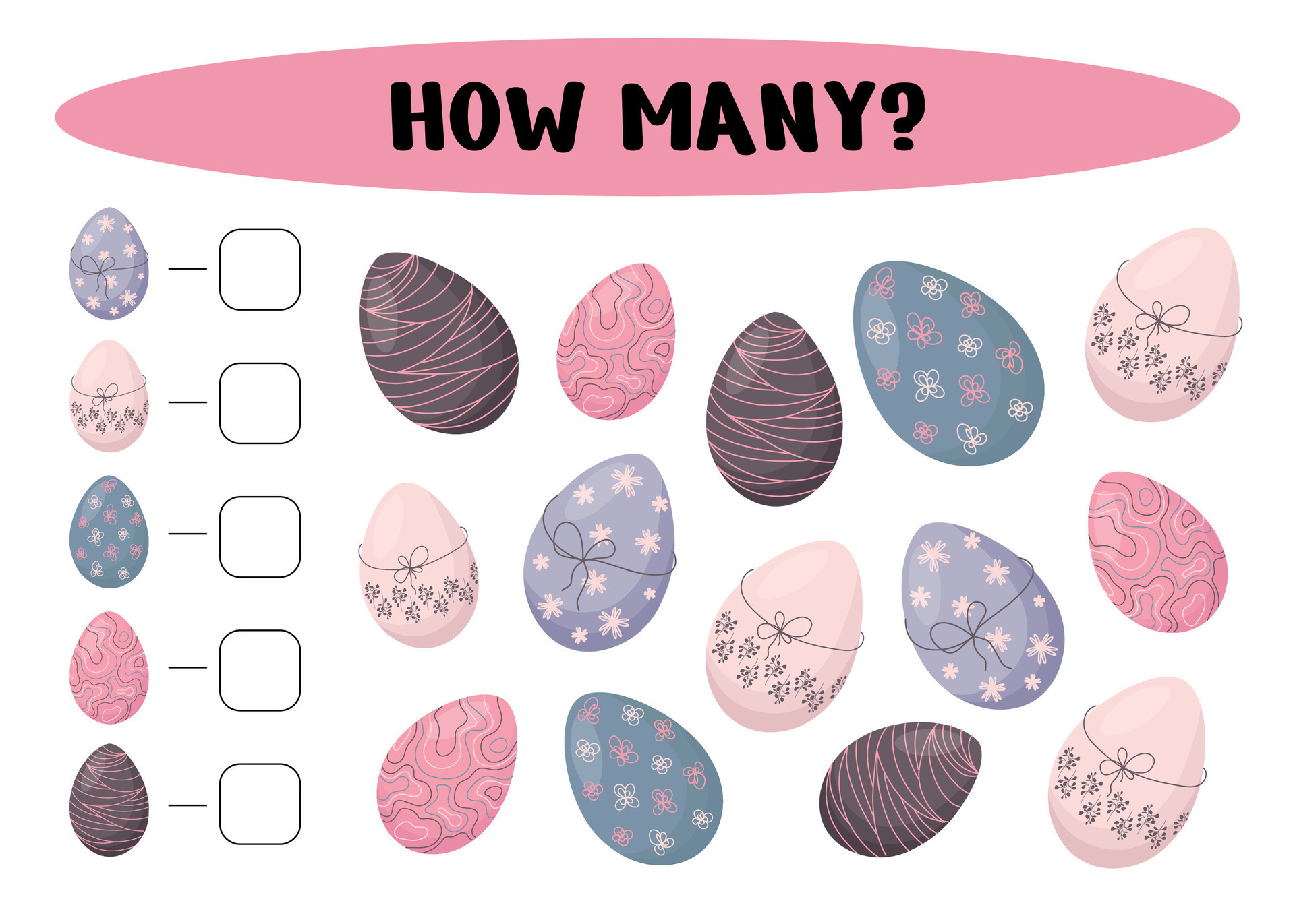 How many easter eggs.Educational mathematical game. Count the number of ...