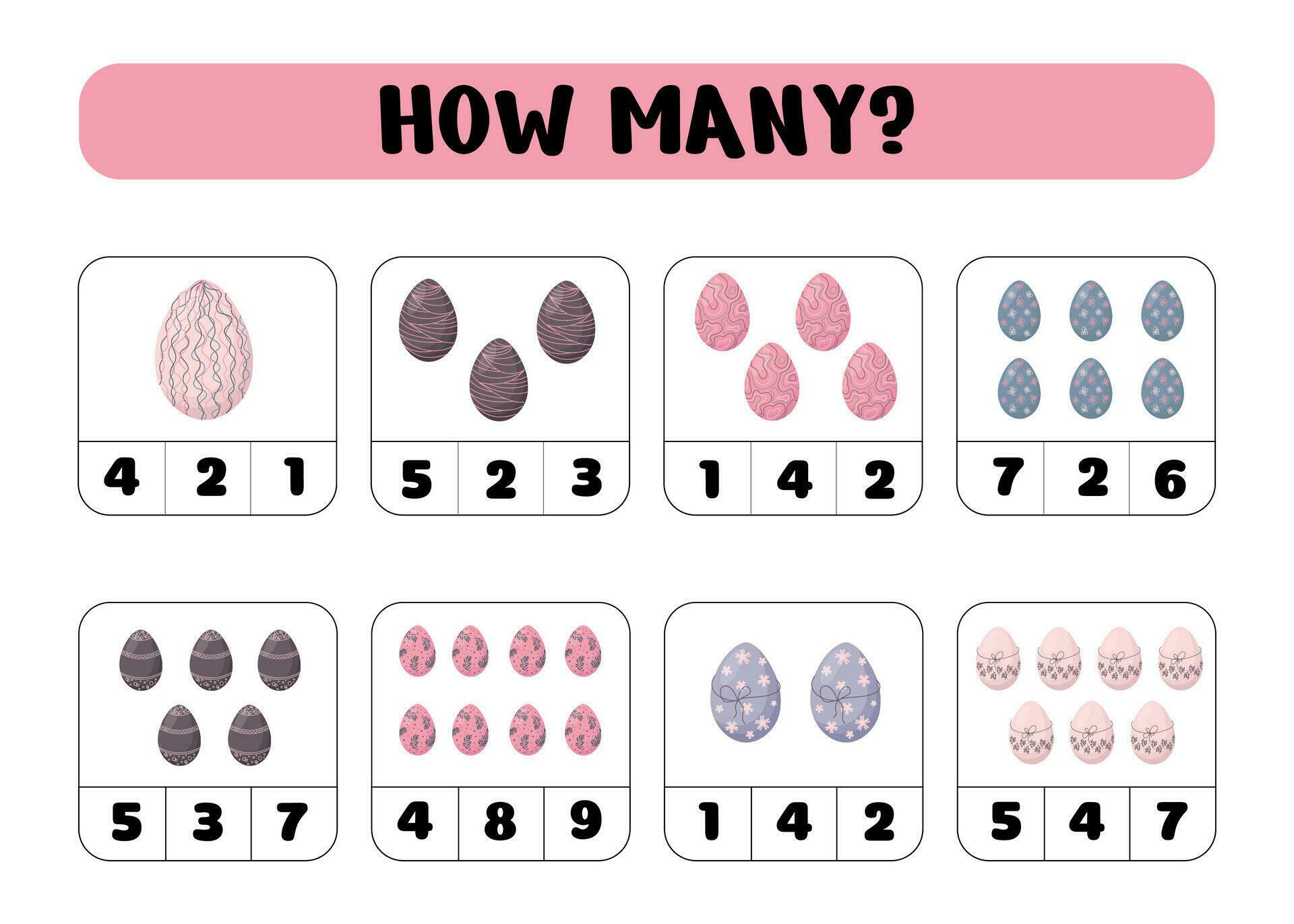 How many easter eggs.Educational mathematical game. Count the number of ...