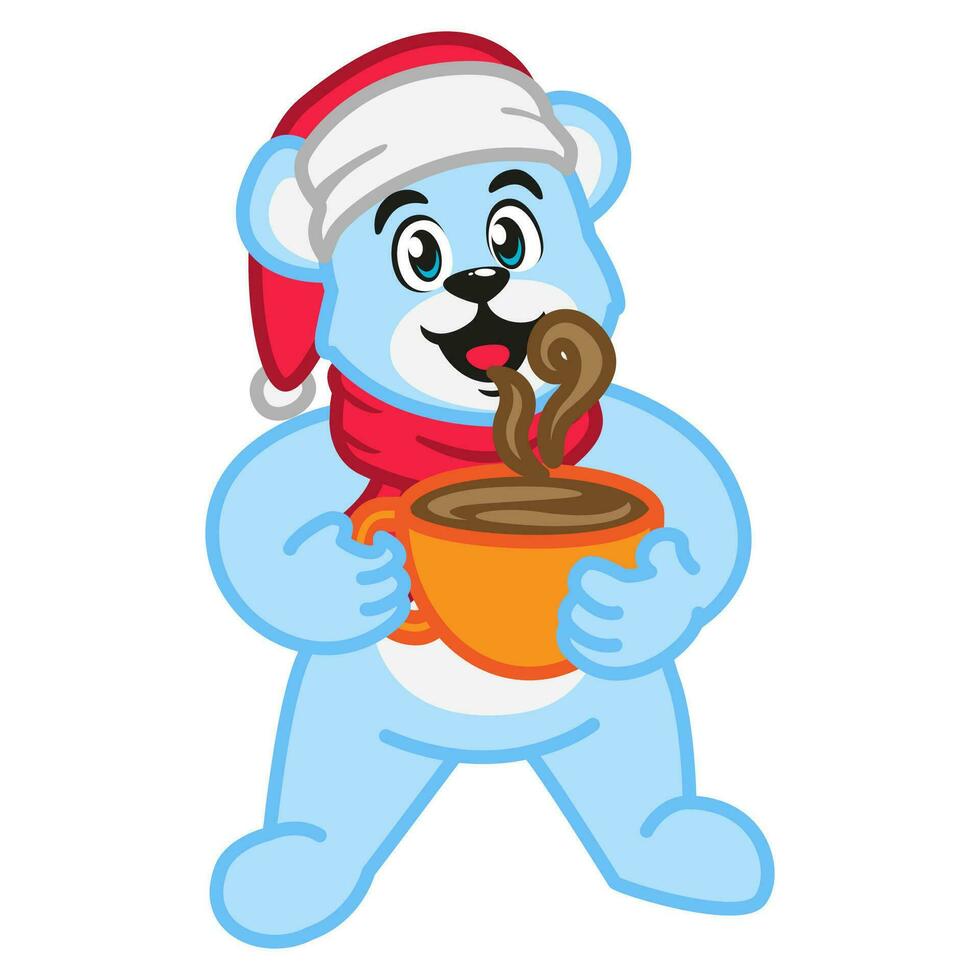 A polar bear holding a cup of hot chocolate 35554651 Vector Art at Vecteezy