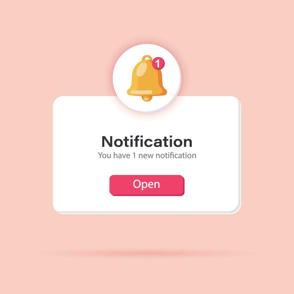 3d notification. Popup page with floating elements. Social media ... 3d notification. Popup page with floating elements. Social media ...