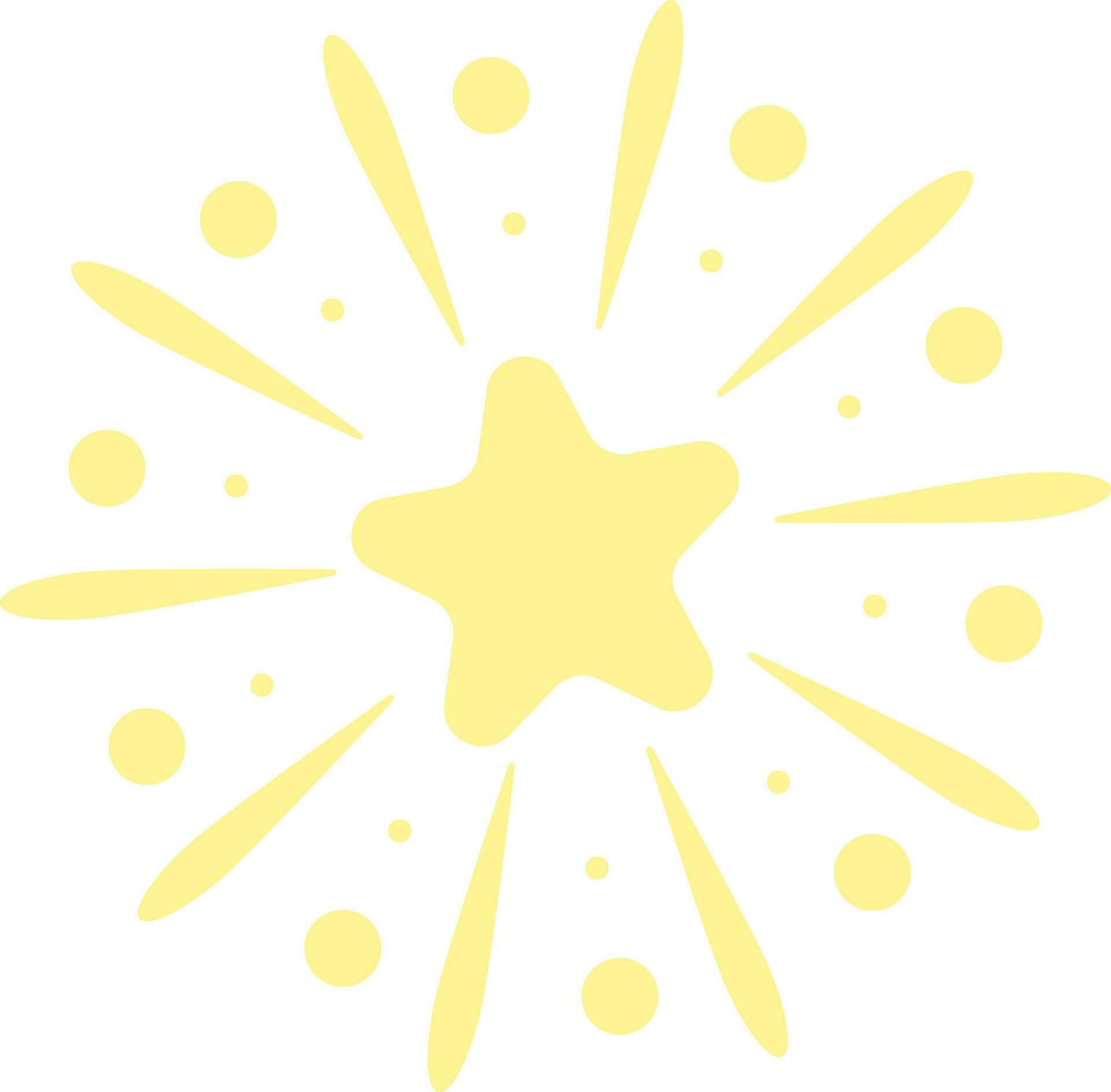 Cute firework clip art element, hand drawn vector illustration yellow sparkling star design ...