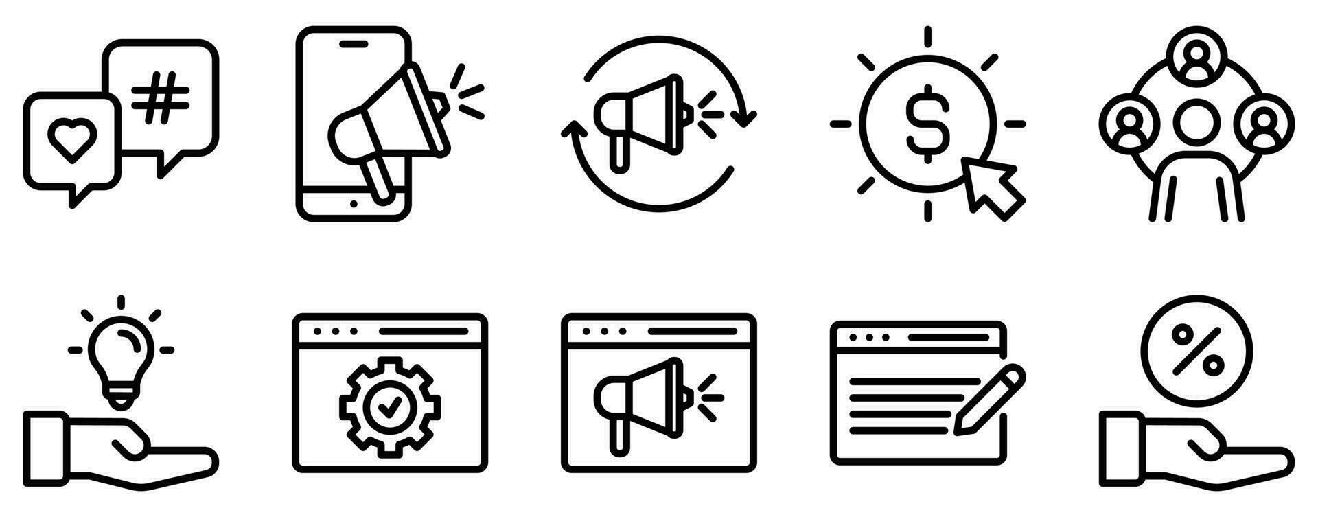 digital marketing line style icon set collection 35564296 Vector Art at ...