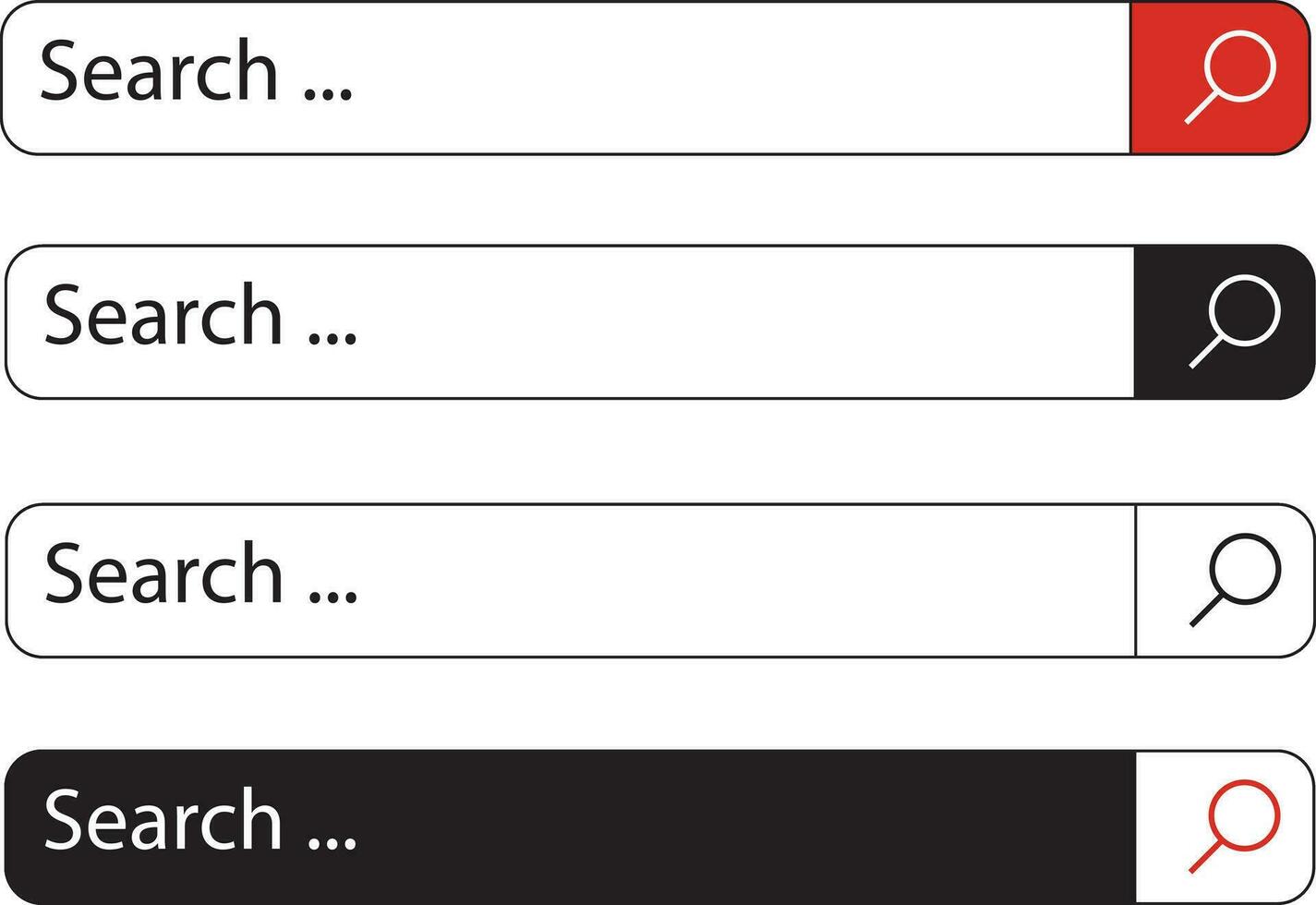 Search bar vector design element. Set of search bar boxes. UI interface ...