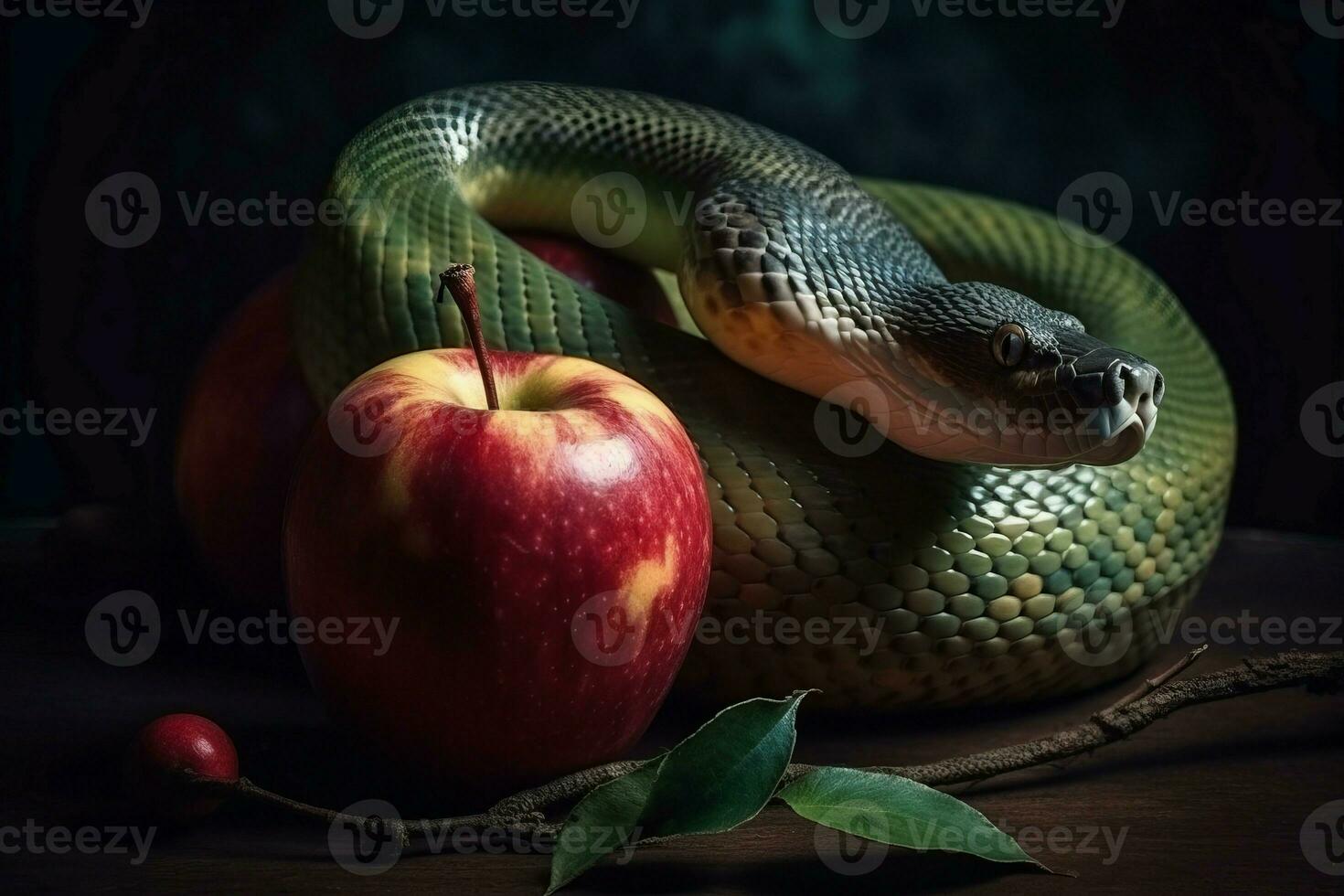 AI generated Snake alluring apple fruit sin. Generate ai 35566583 Stock Photo at Vecteezy
