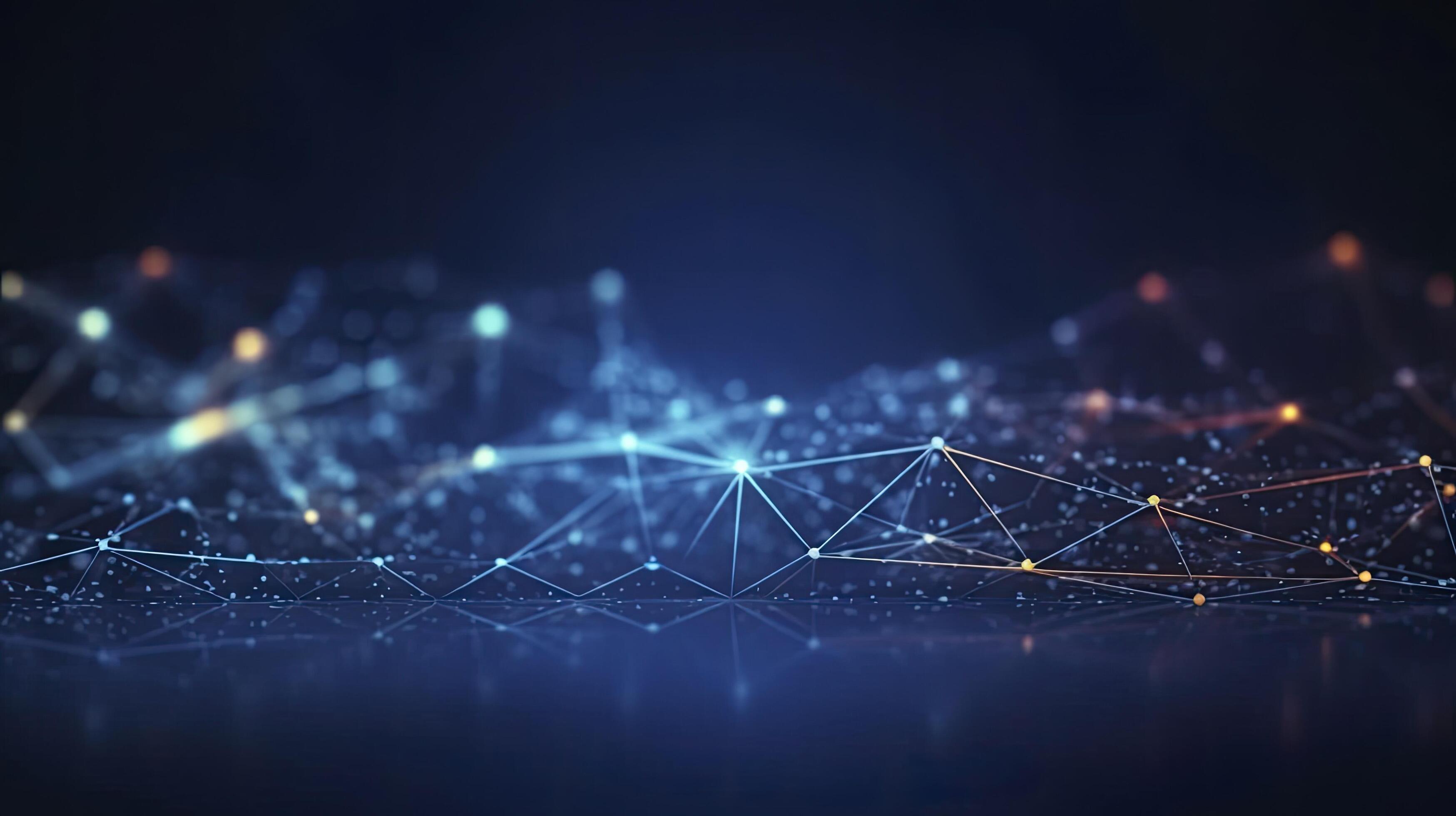 Ai Generated Abstract Connected Dots And Lines Motion Of Digital Data Flow Ai Generated