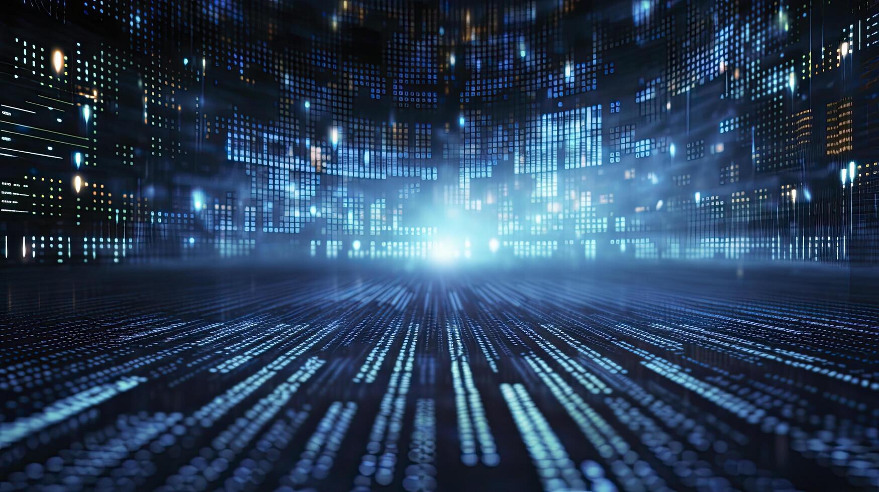 AI generated An abstract digital background with binary code and AI algorithms running in the ...