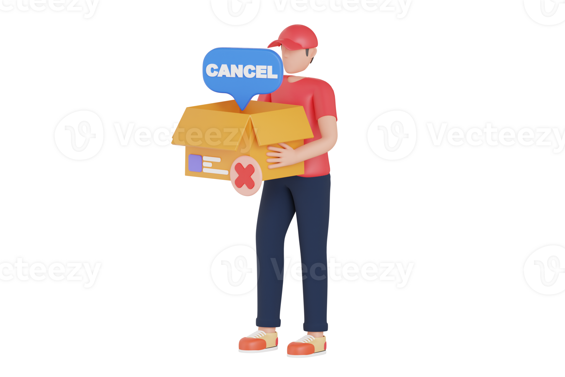 Order Canceled 3D Illustration. cancel order with a parcel. 3d illustration 35573437 PNG