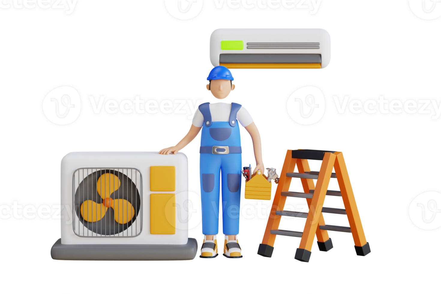 technician repairing air conditioner 3d illustration. technician ... technician repairing air conditioner 3d illustration. technician ...