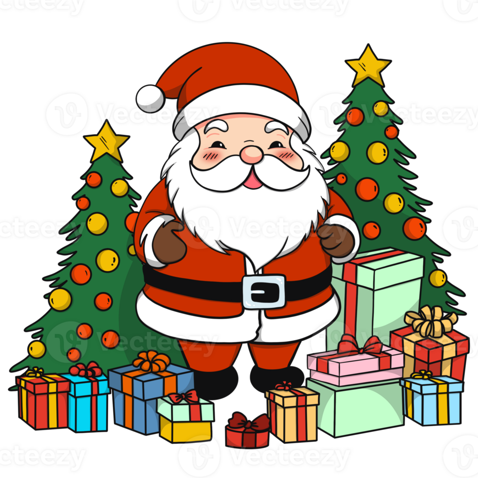 Papa Noel Claus Con El Regalo Caja 35573994 Png