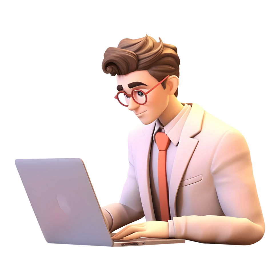 AI generated 3D Rendering of a Boy Using Laptop While Sitting on ...