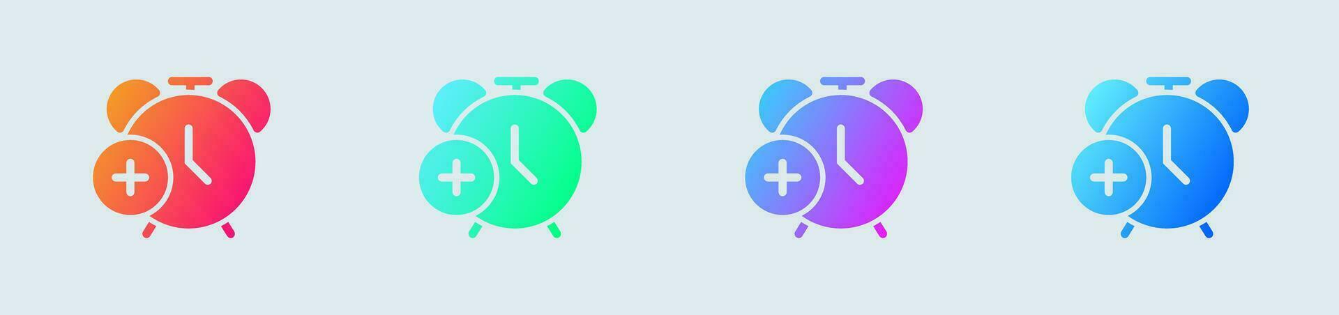 Add Alarm Solid Icon In Gradient Colors Timer Signs Vector
