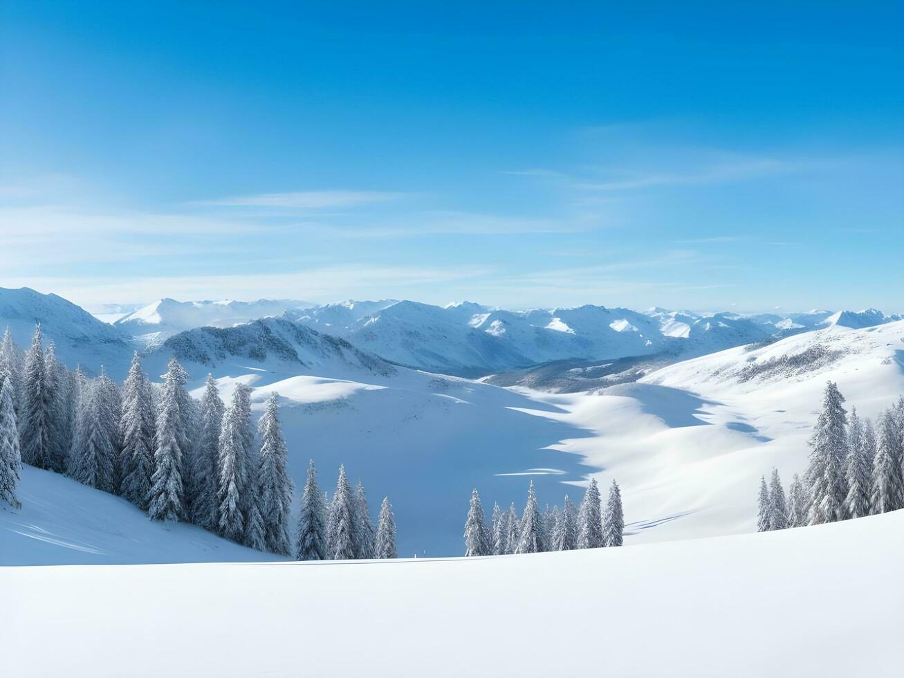 AI generated Winter mountain background with snow copy space ai ...