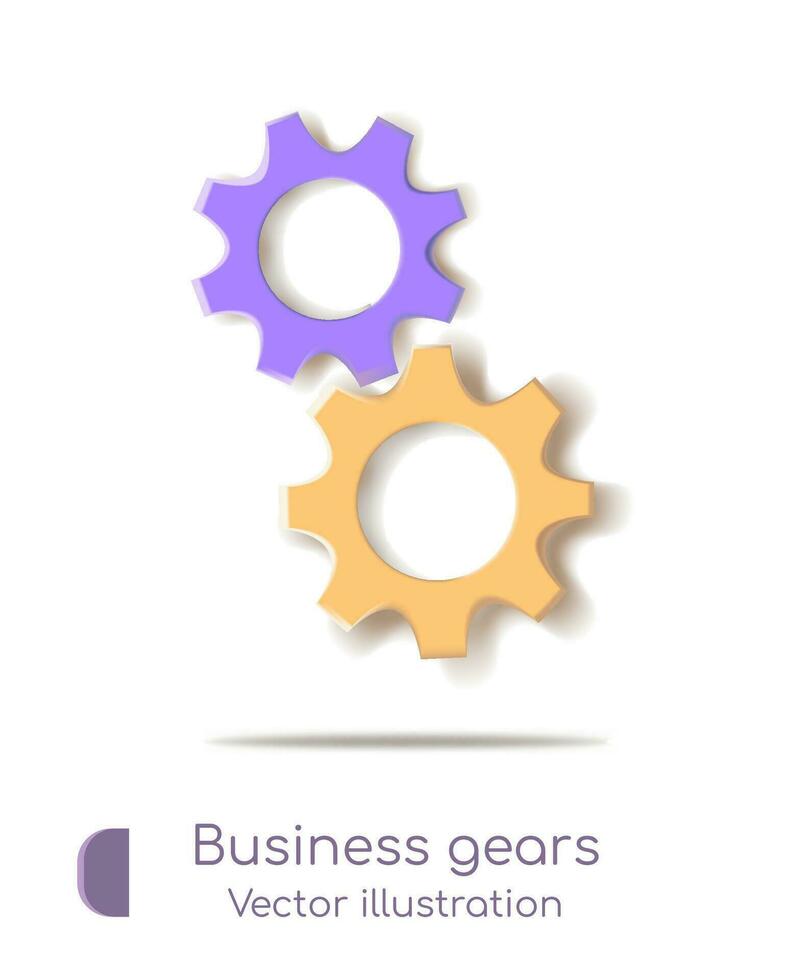 3d Gears Icon On White Background Repair Optimizing Workflow Concept Minimal Cartoon Style