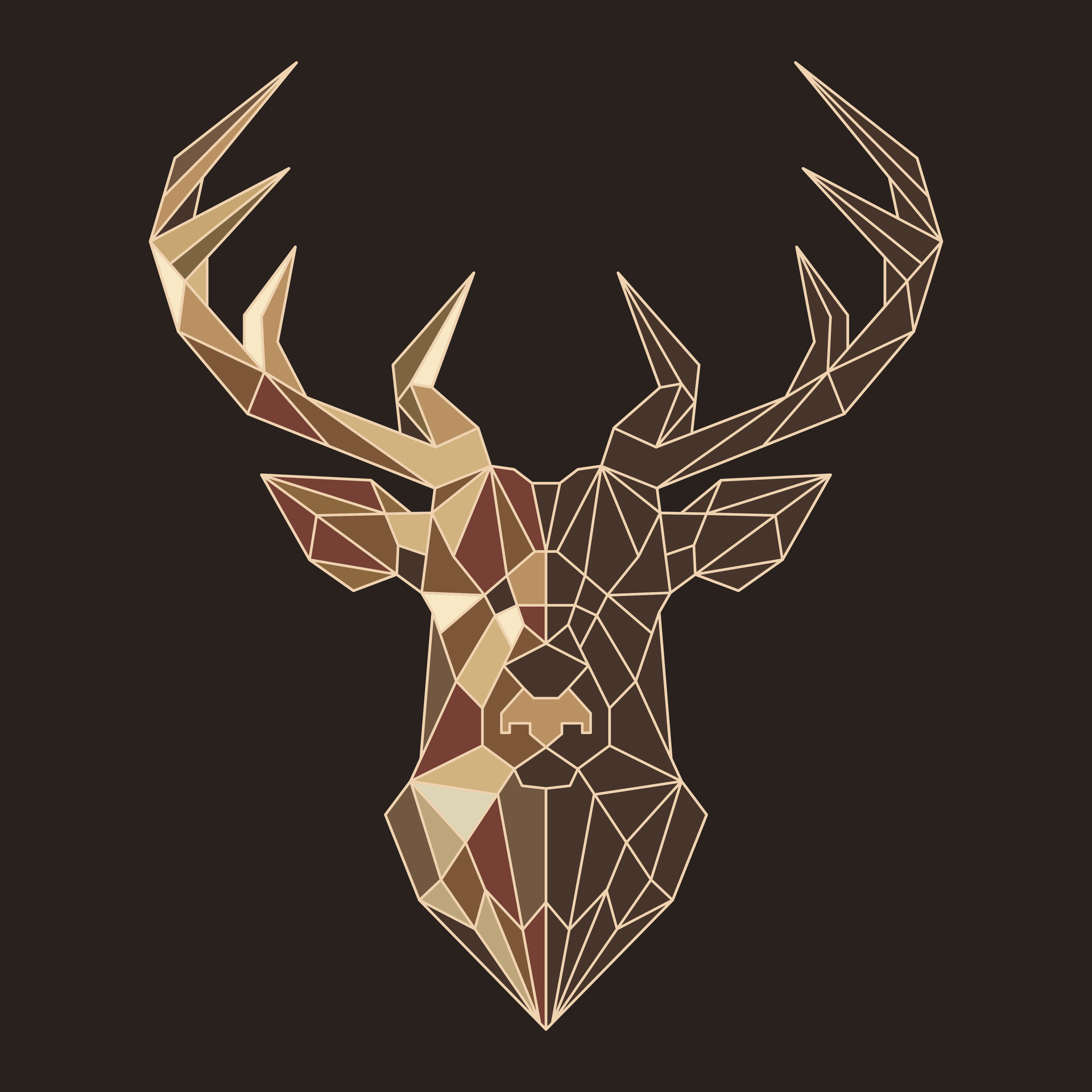 Deer head, geometric polygonal illustration of a reindeer in color ...