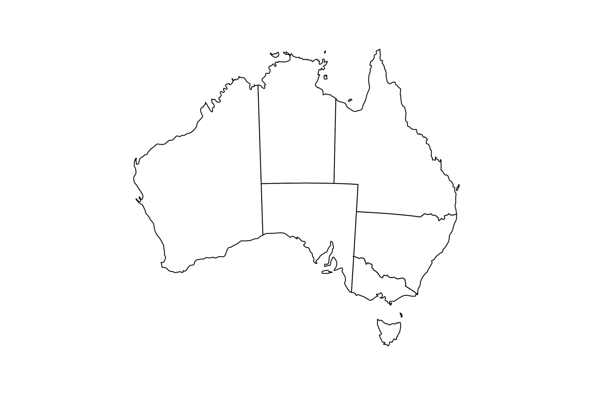 Australia map sketch outline in vector format on a white background ...