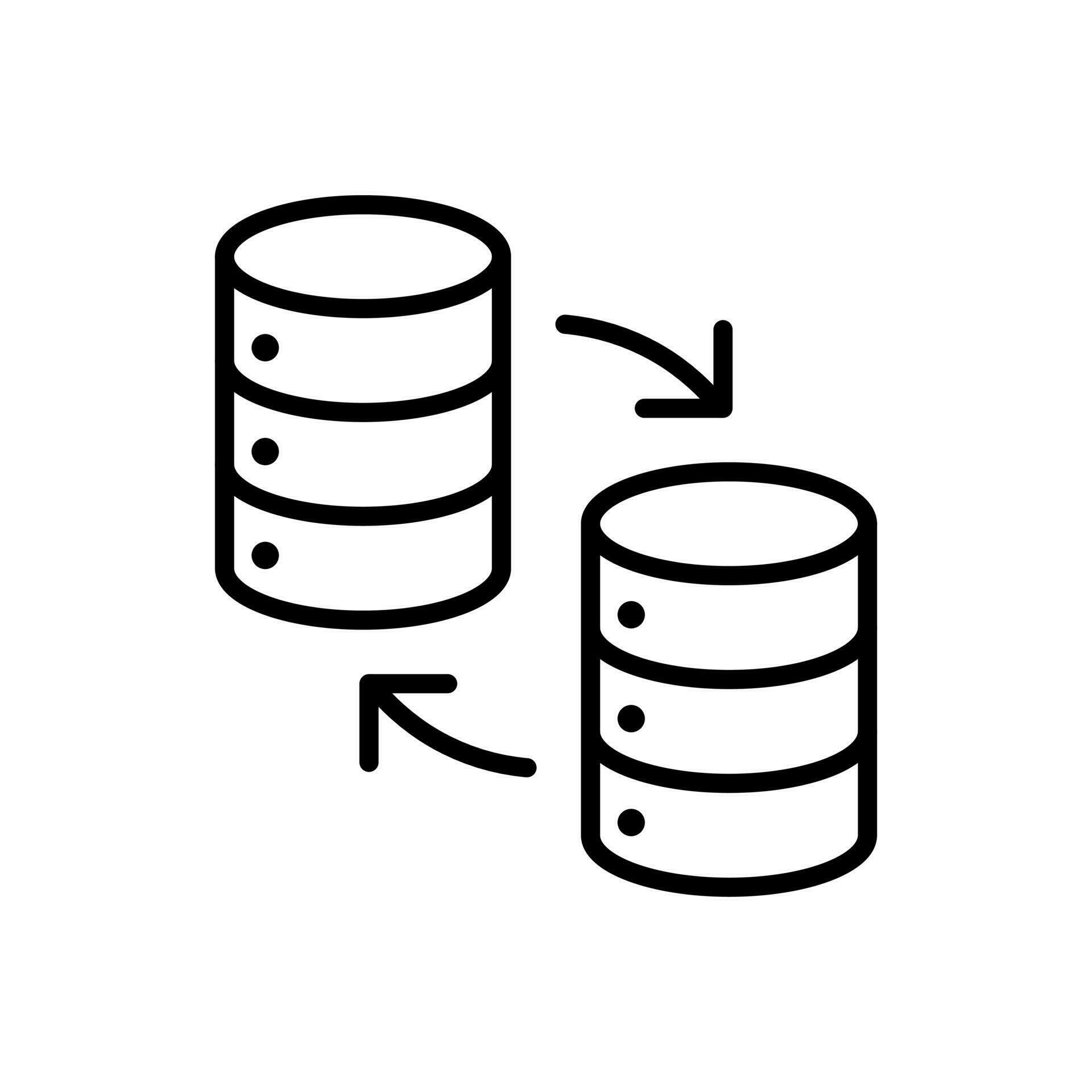 Server migration, data exchange, database replication concept icon in line style design isolated ...