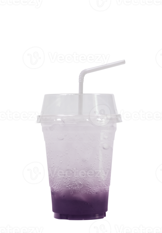 Blueberry italian soda drink in glass with straws. 35588644 PNG