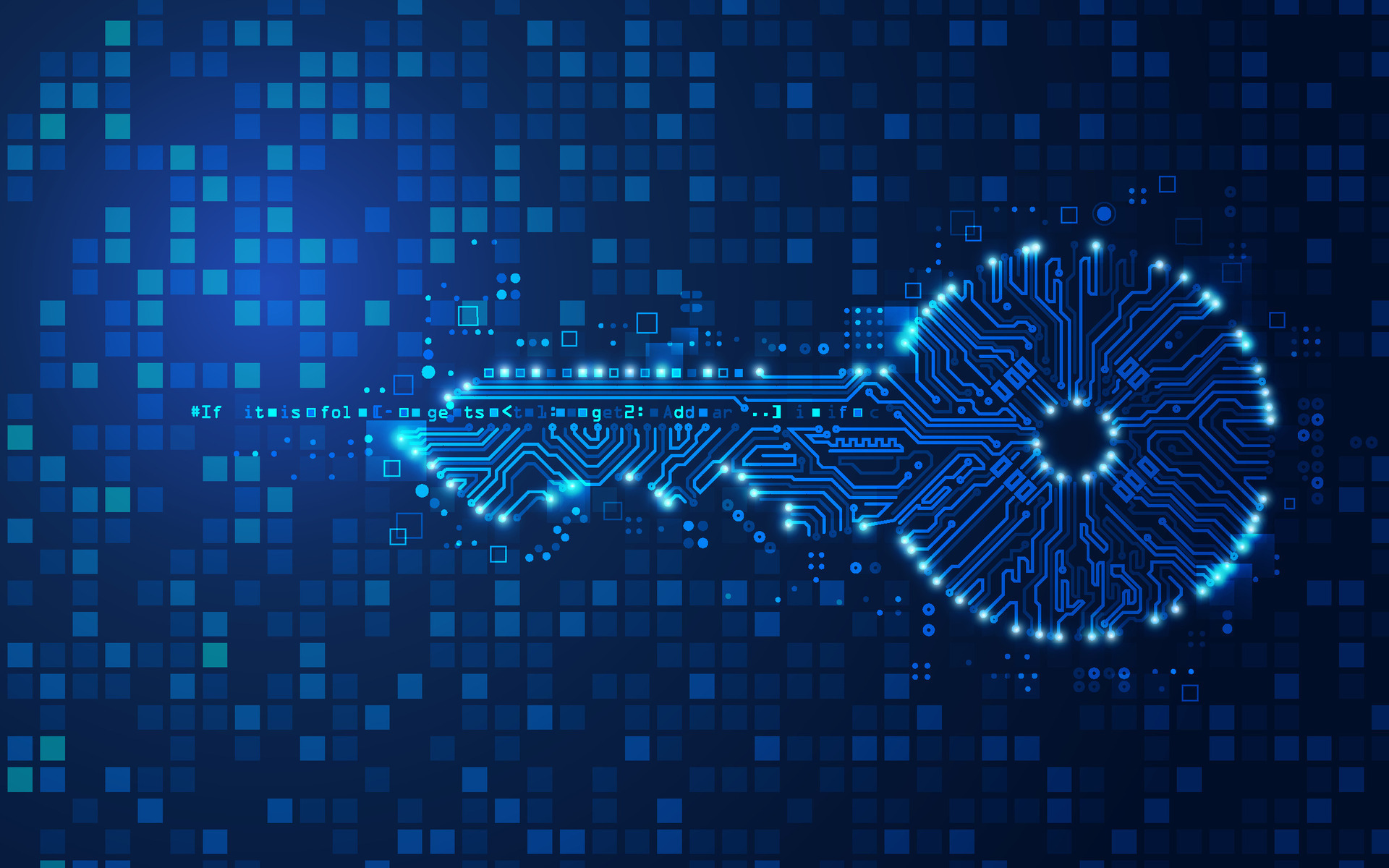 Concept Of Cyber Security Or Encryption Key Graphic Of Key Shape Combined With Circuit Board