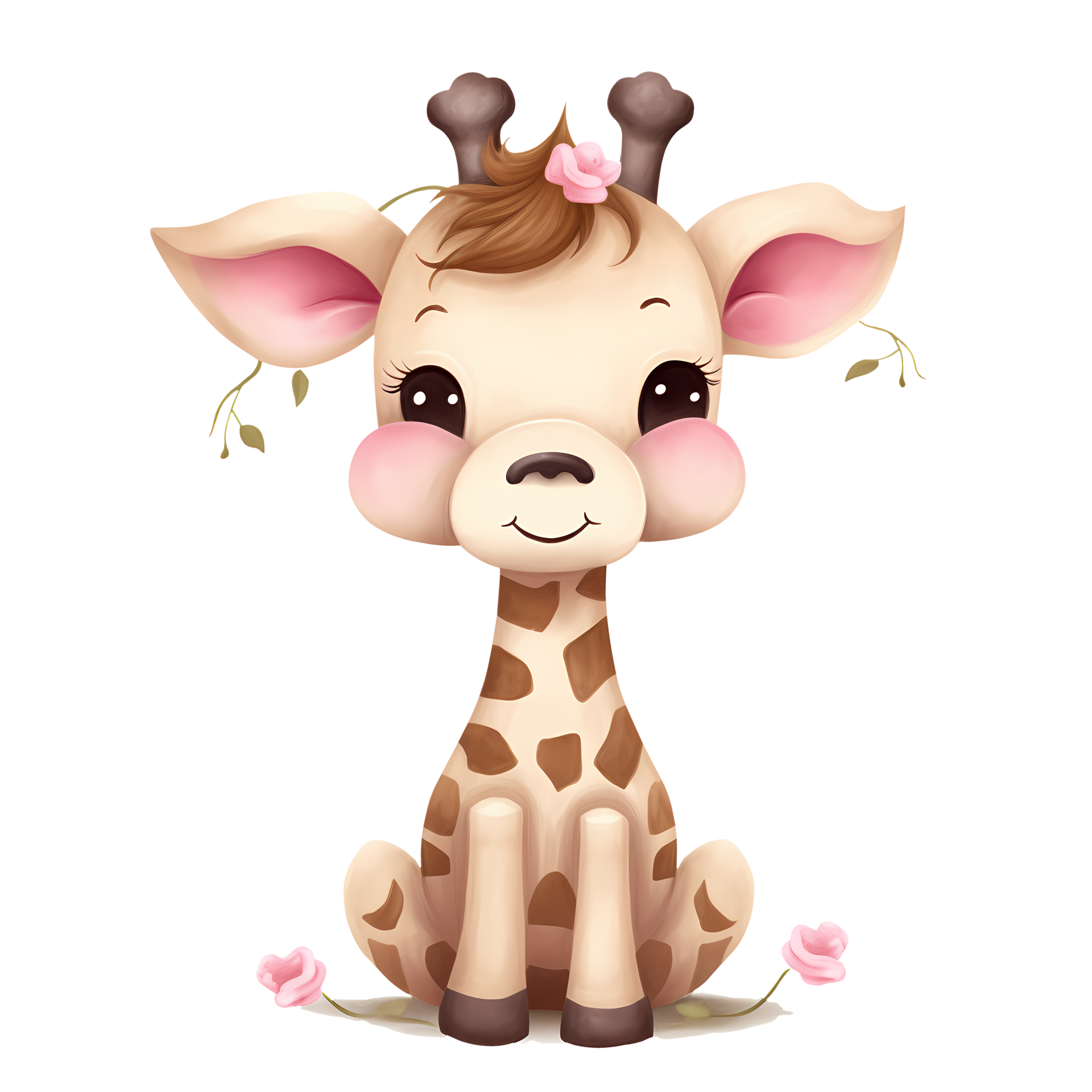AI generated Cute Giraffe Flowers Valentine Watercolor Clipart ...
