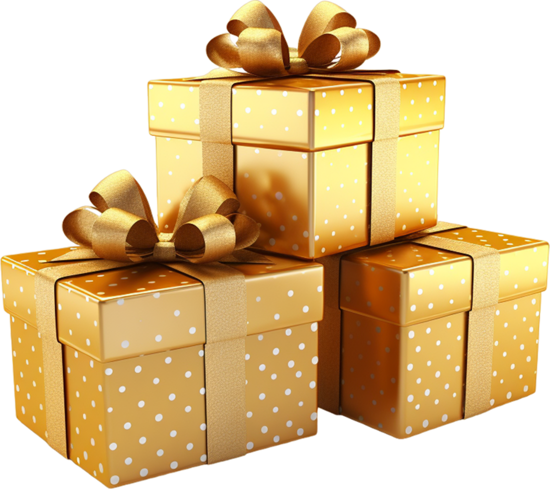 AI generated Golden Christmas Gift Box 35594286 PNG