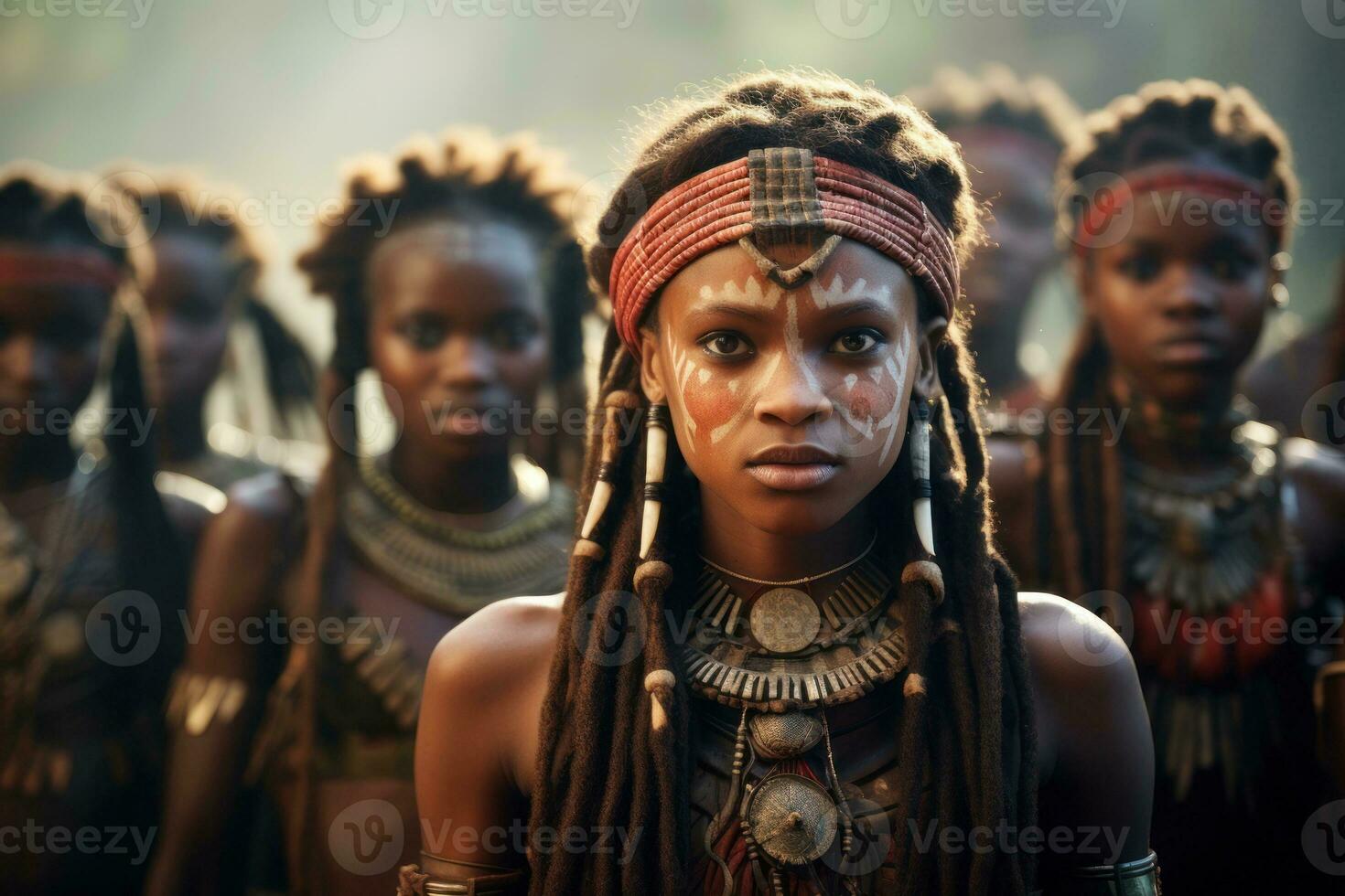 ai generado salvaje tribus africano gente. mujer de salvaje africano tribus en tribal ...