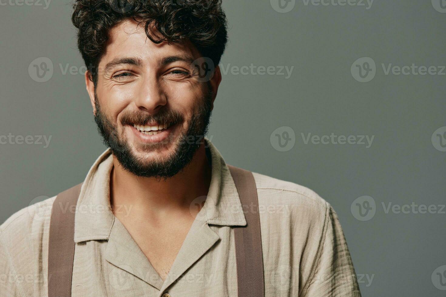 Happy young caucasian guy men person happiness background isolated ...