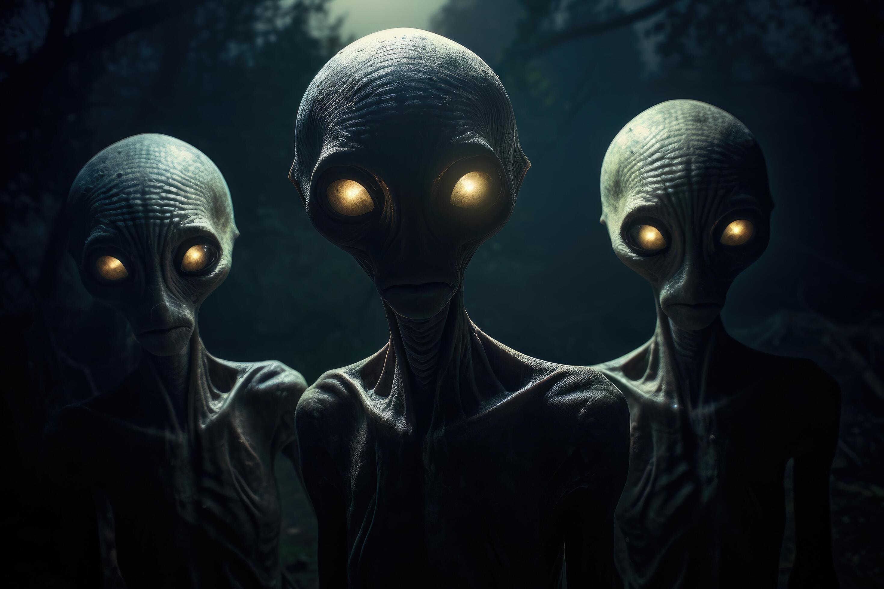 AI generated 3 d render of two alien with alien, Aliens in the dark, AI Generated 35596917 Stock ...
