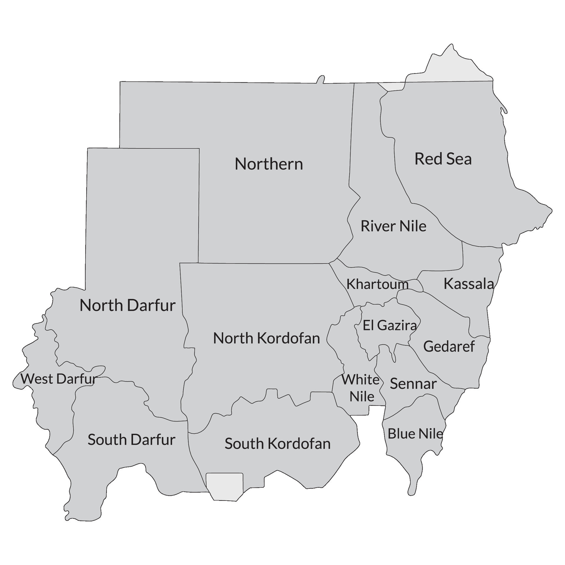 Sudan map. Map of Sudan in administrative states in grey color 35597572 ...
