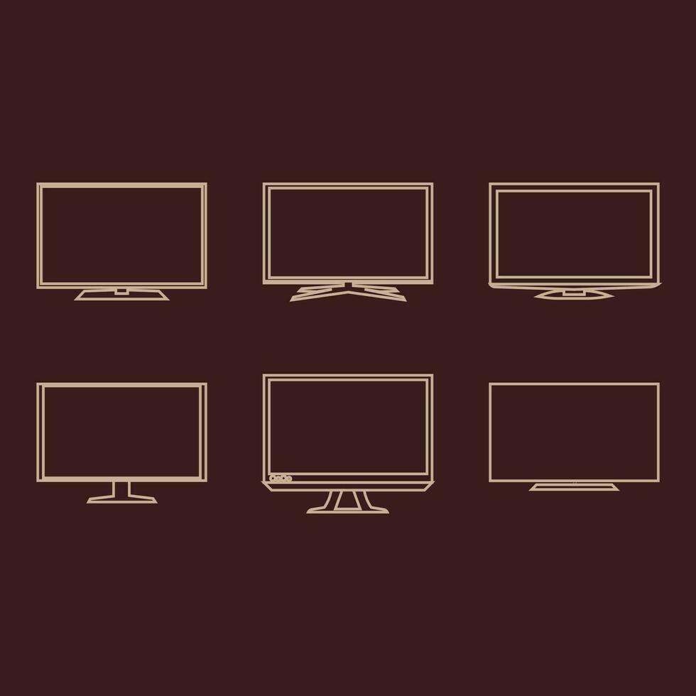 Set of computer monitors. Vector illustration isolated on brown ...