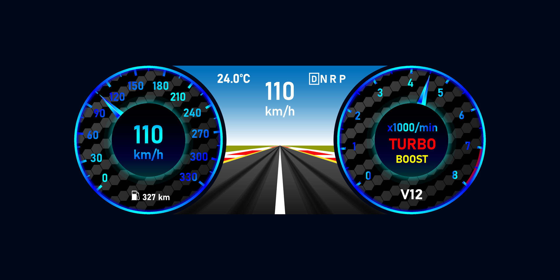 Full Car speedometer with illumination and display vector 35600270 ...