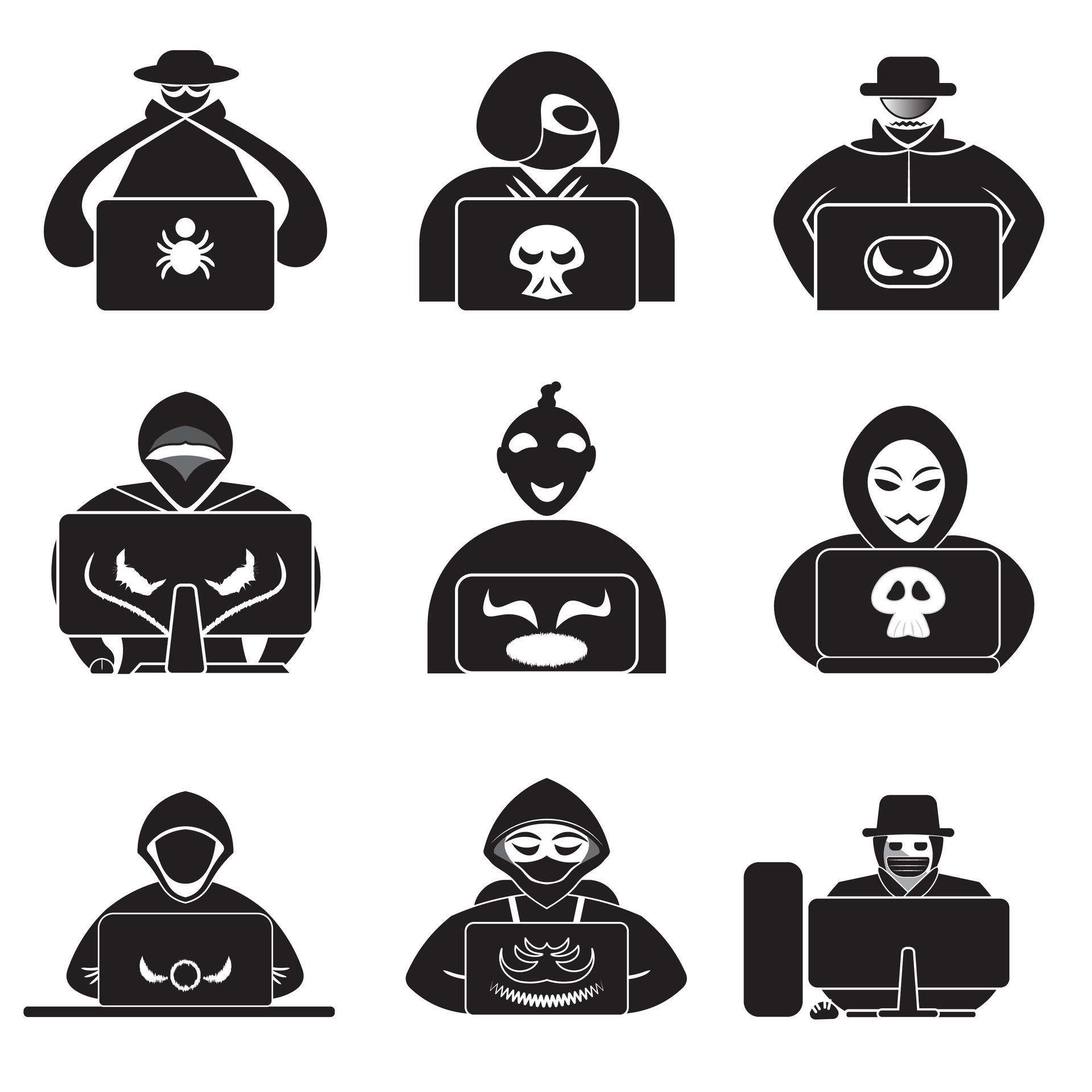 hacker black flat icon set,Computer hacker icon 35600754 Vector Art at ...