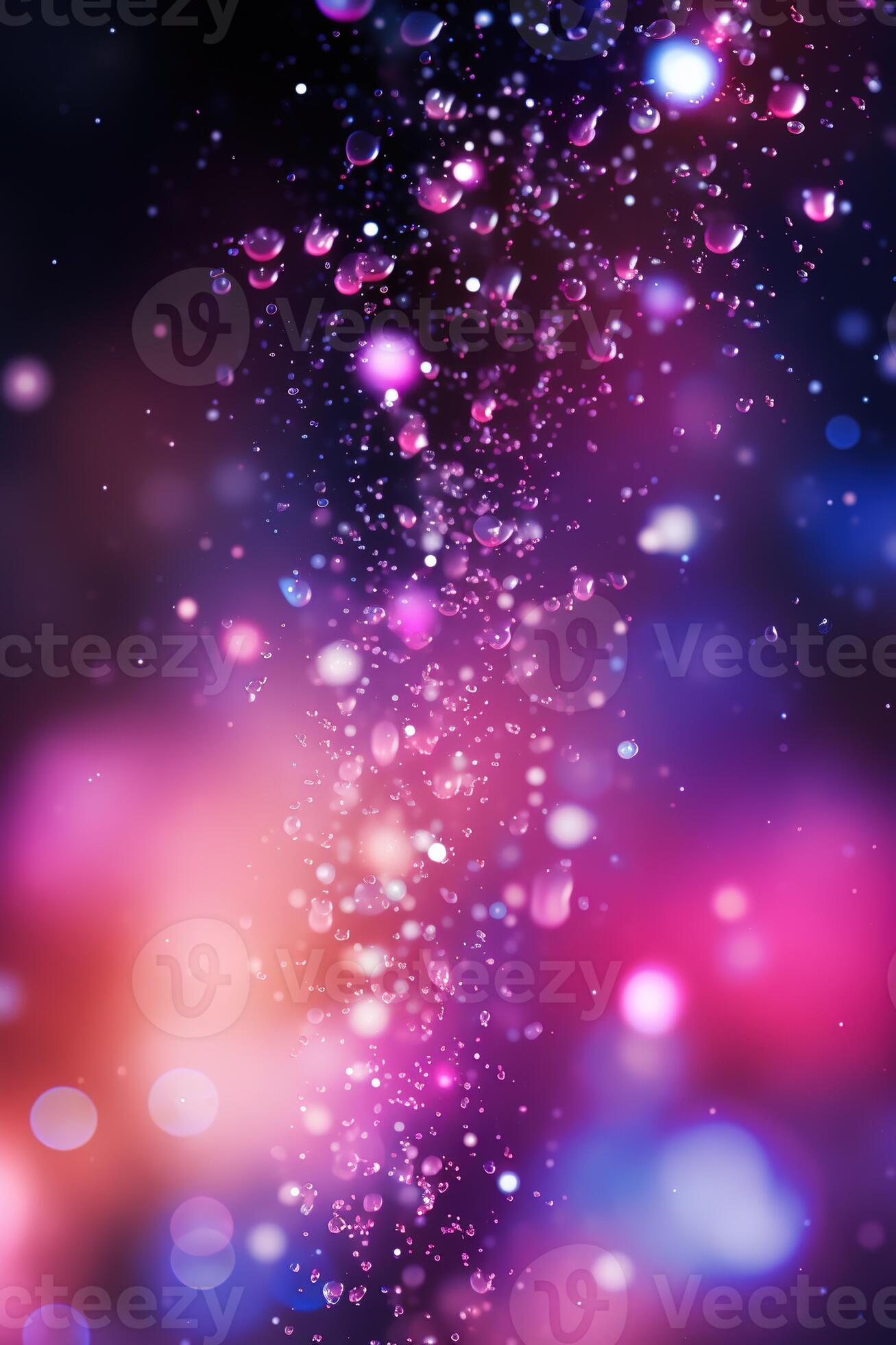 AI generated blue and pink glow particle abstract glitter texture bokeh defocused vertical ...
