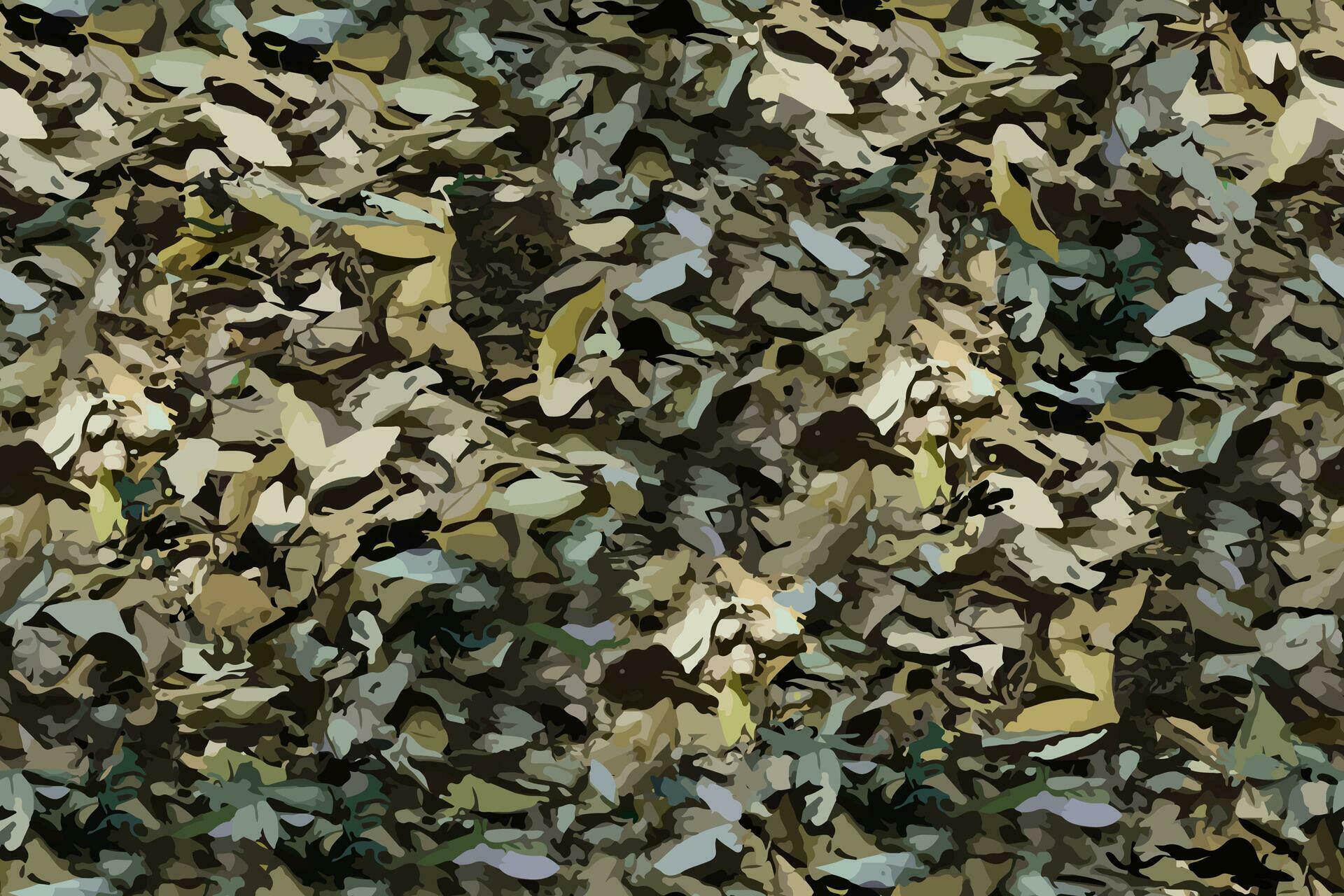 Realistic camouflage Seamless forest pattern. Branches and Oak leaves. Useable for hunting and ...