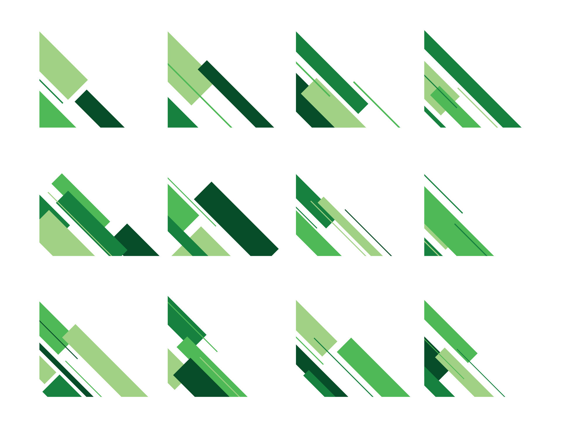 Diagonal Geometric Pattern Element Decoration Green Color Modern Geometry Corner Border