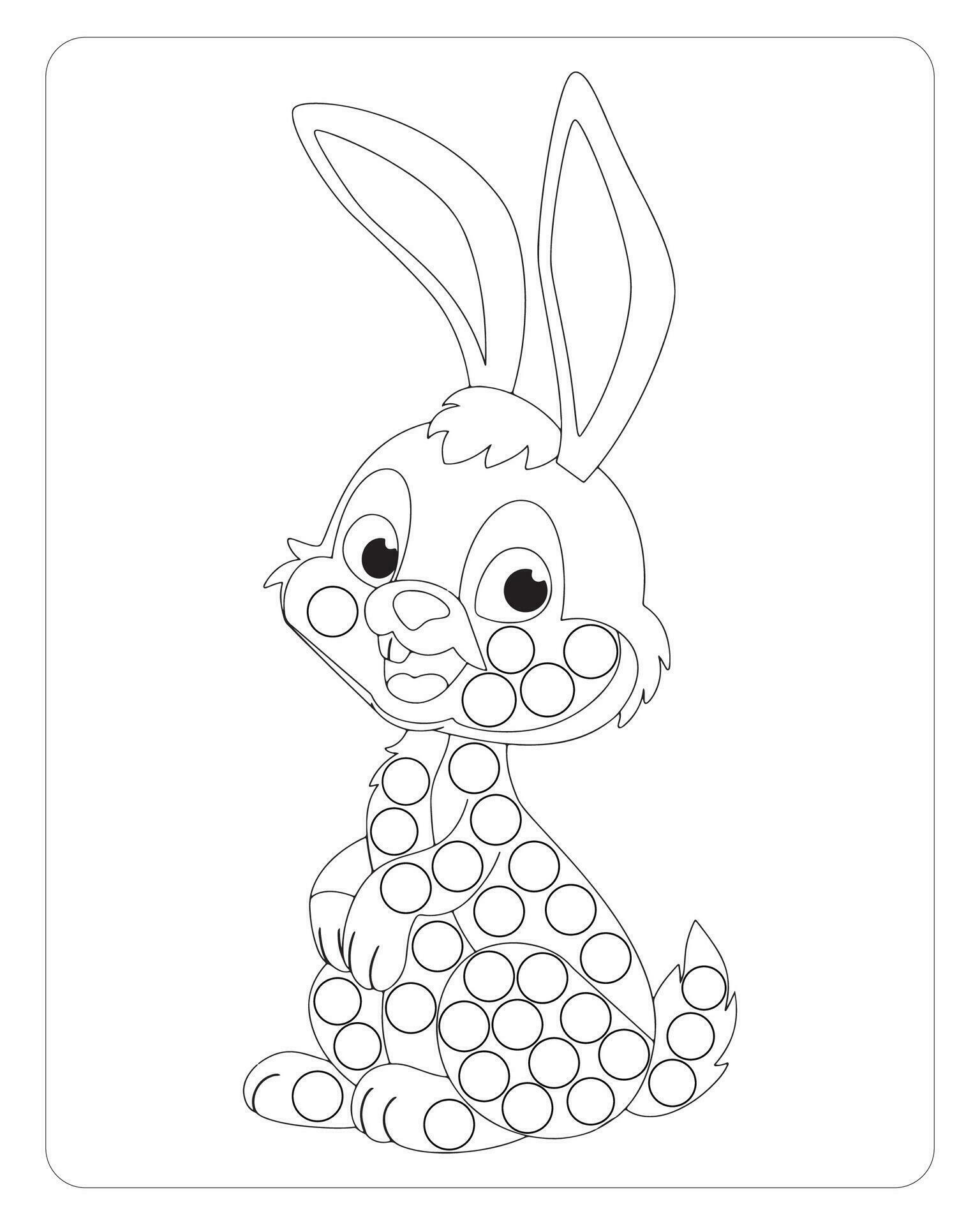Rabbit Dot Marker, Cute Animals Dot Marker Coloring Pages For Kids ...
