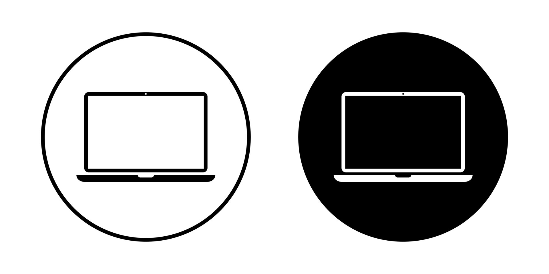 Laptop computer icon on circle background. Notebook symbol vector ...