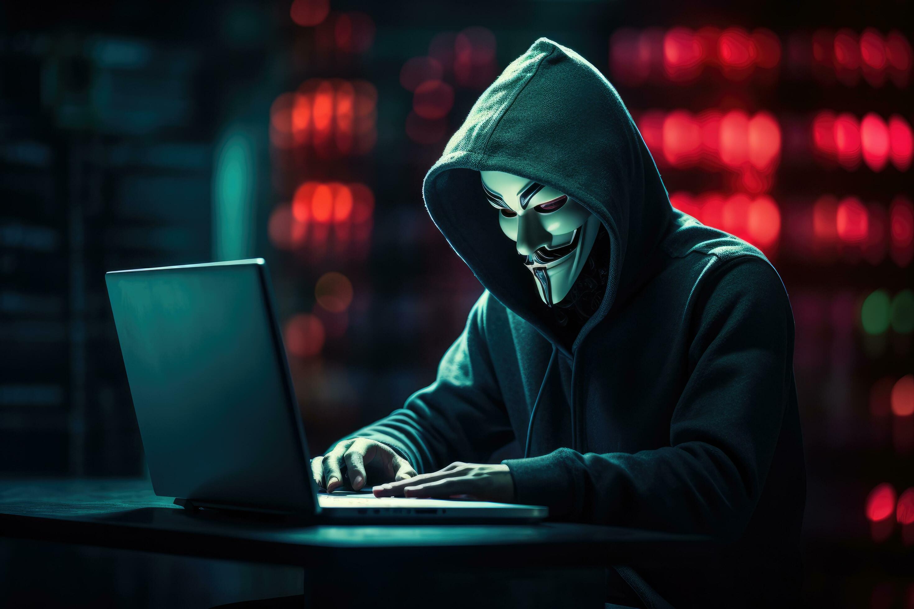 AI generated A hacker wearing anonymous mask and hacking pc. Ai generated 35615921 Stock Photo ...