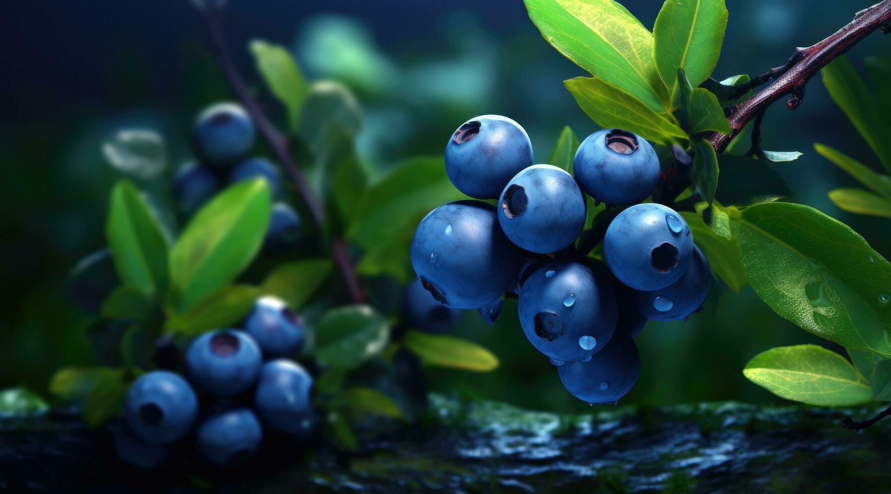 AI generated blueberries wallpaper, on dark background 35618494 Stock ...