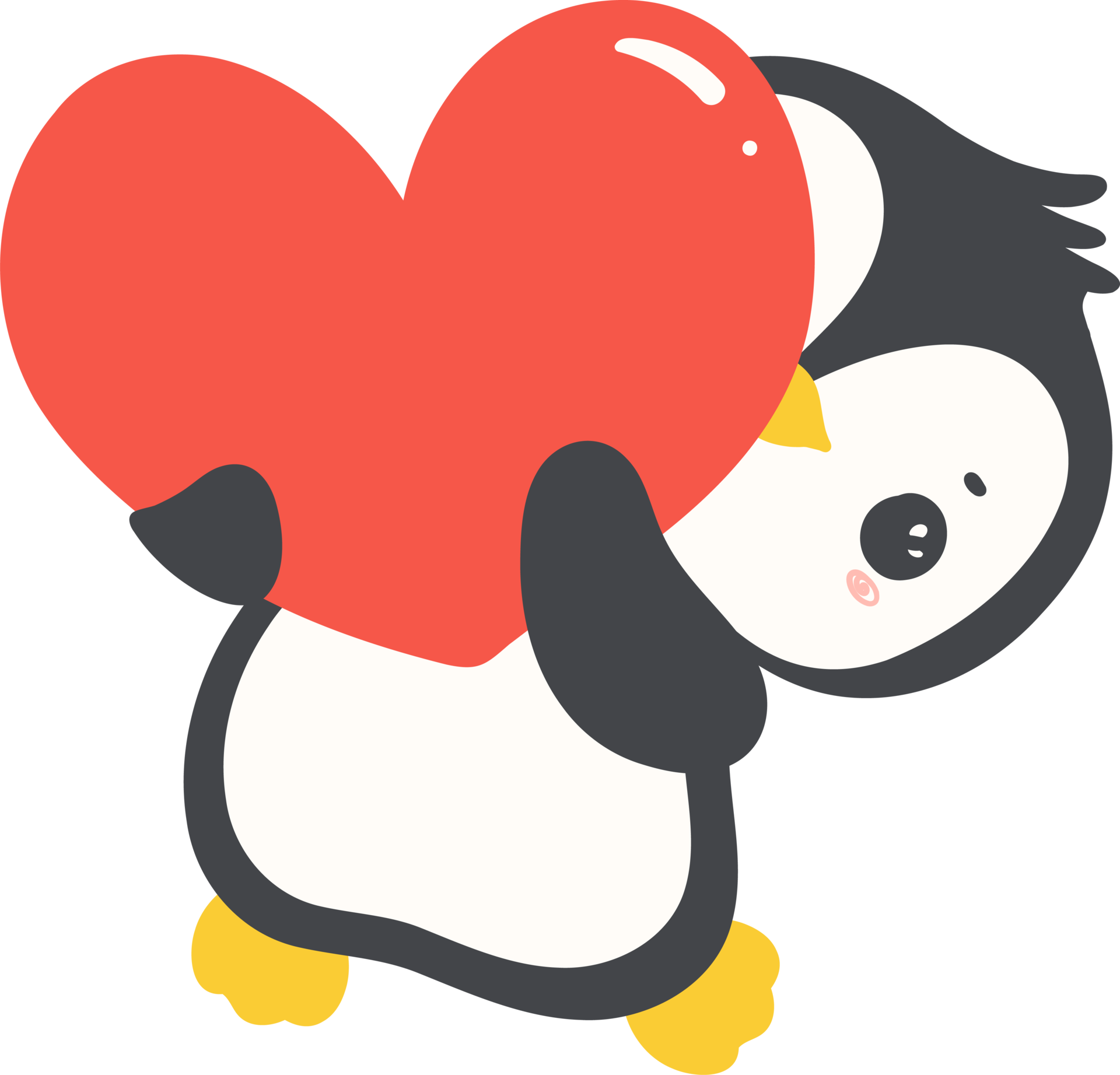 Cute Valentine Penguin With Heart Cartoon Illustration 35620860 Png