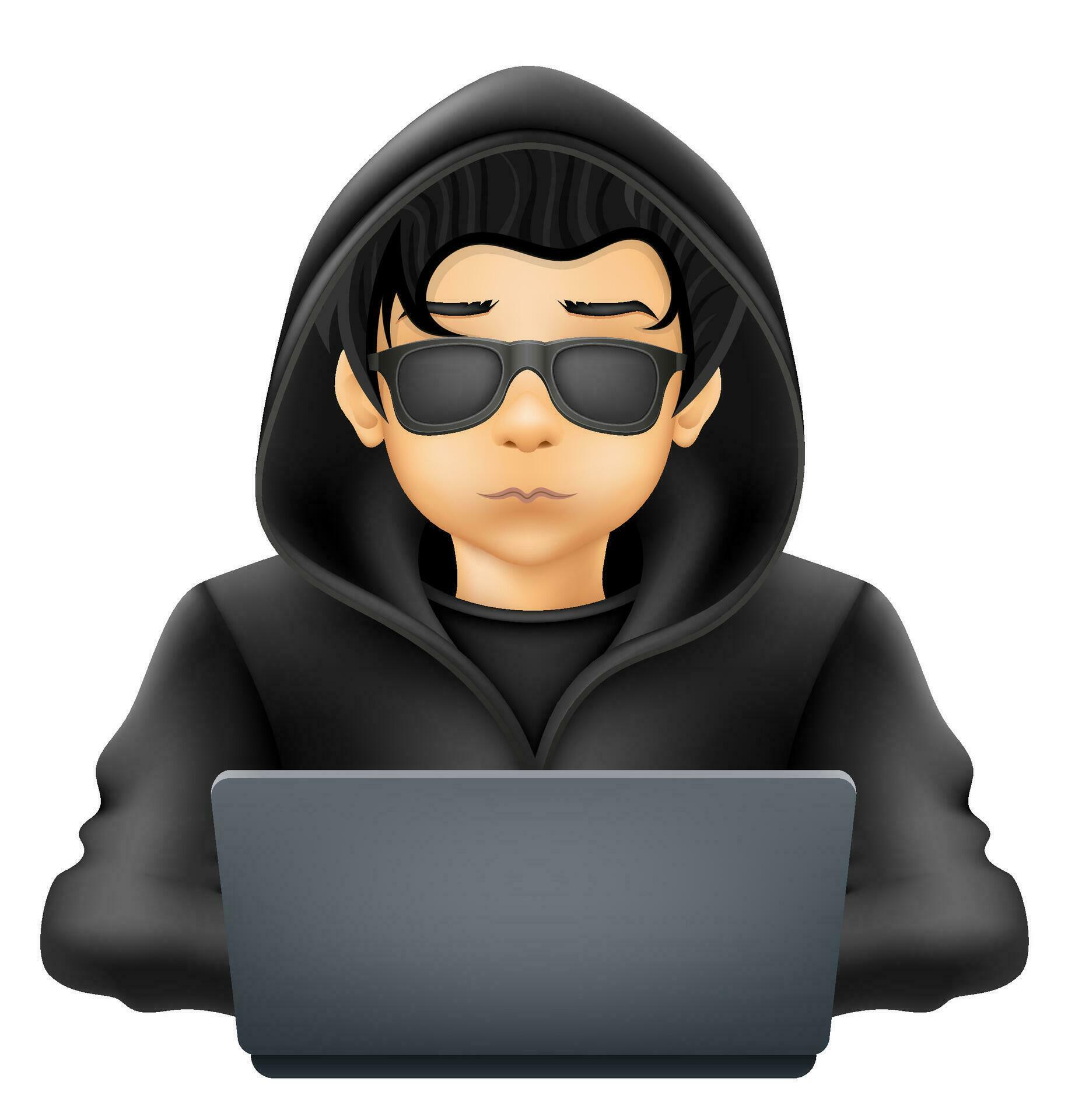 Young Hacker Programmer It Specialist Coder Sitting At A Laptop In A